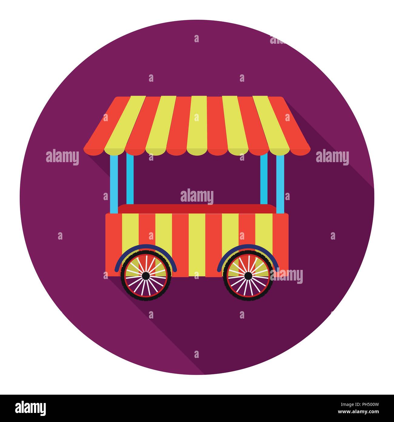Snack cart icon in flat style isolated on white background. Circus ...