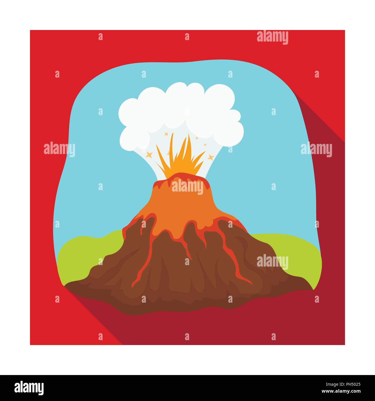 Volcano eruption icon in flat design isolated on white background ...