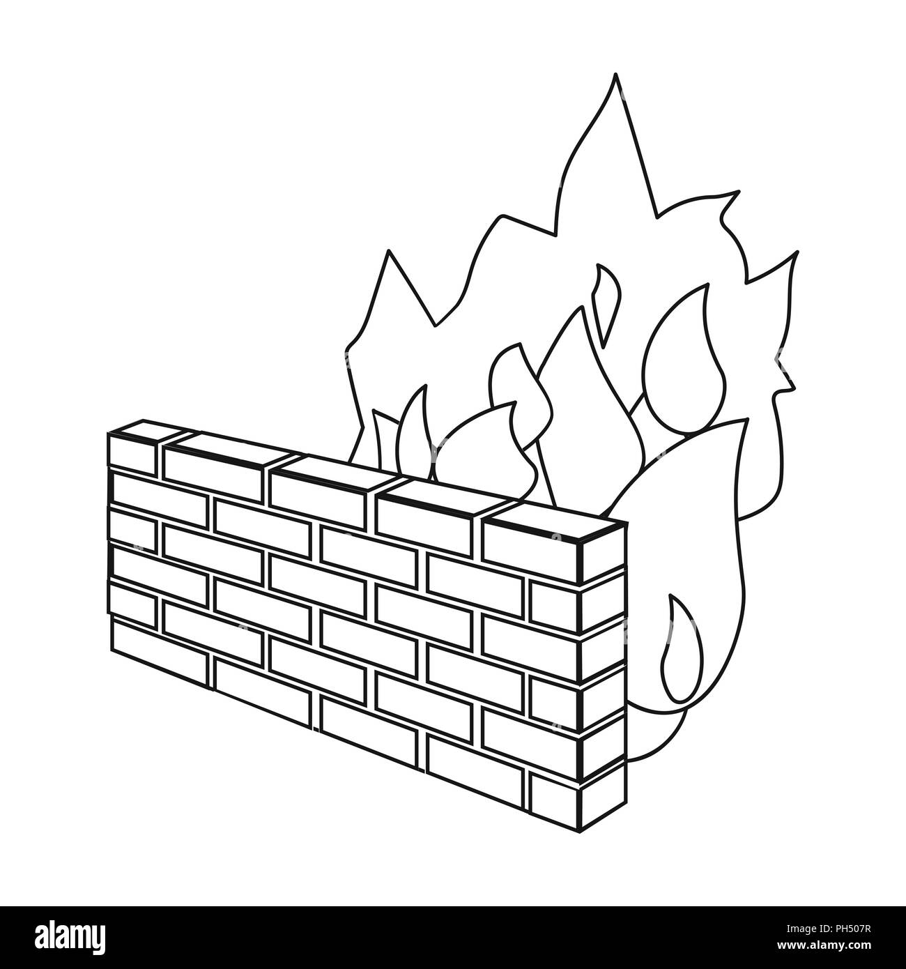 Firewall icon in outline design isolated on white background. Hackers ...