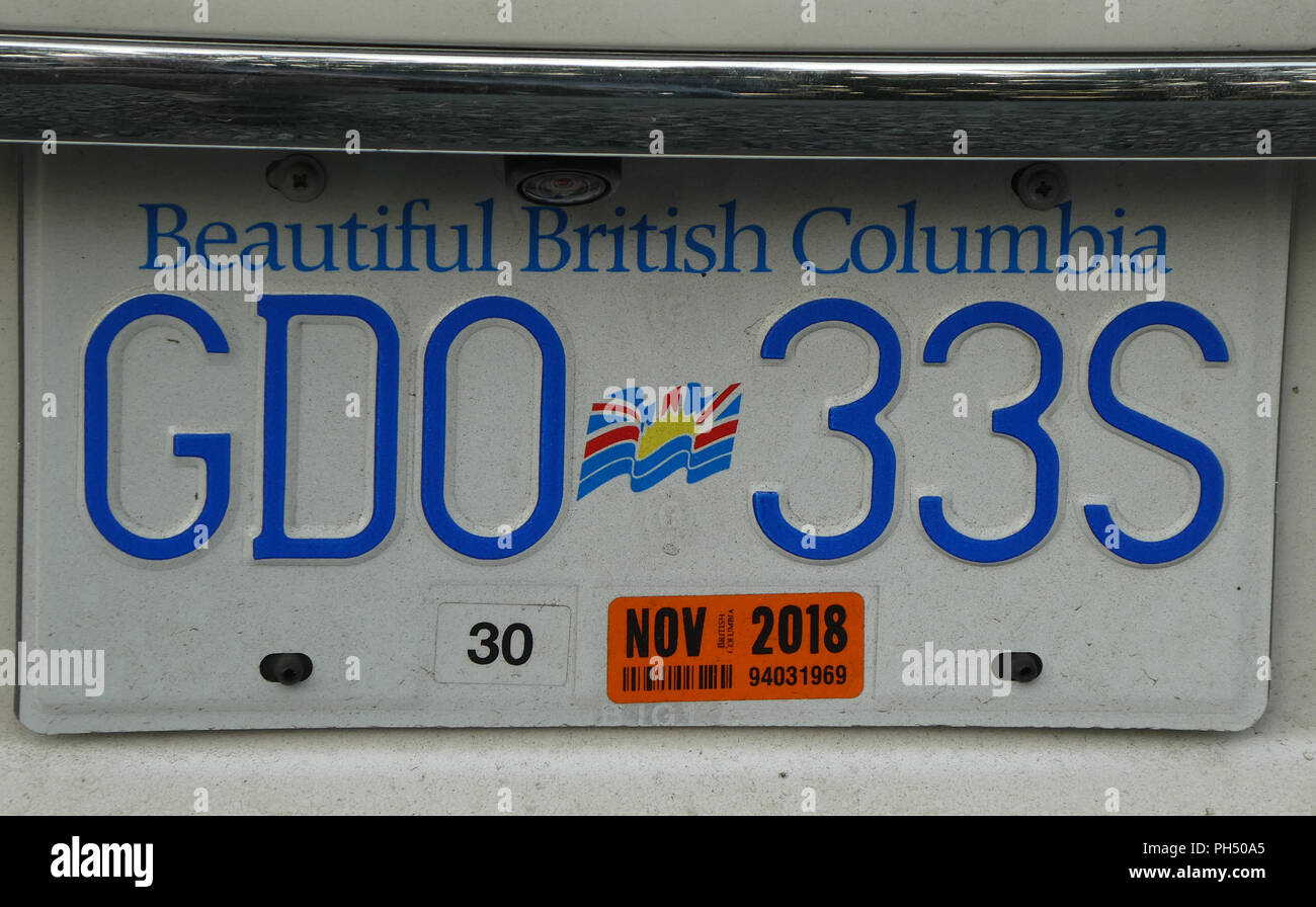 British Columbia car registration number plate Stock Photo - Alamy
