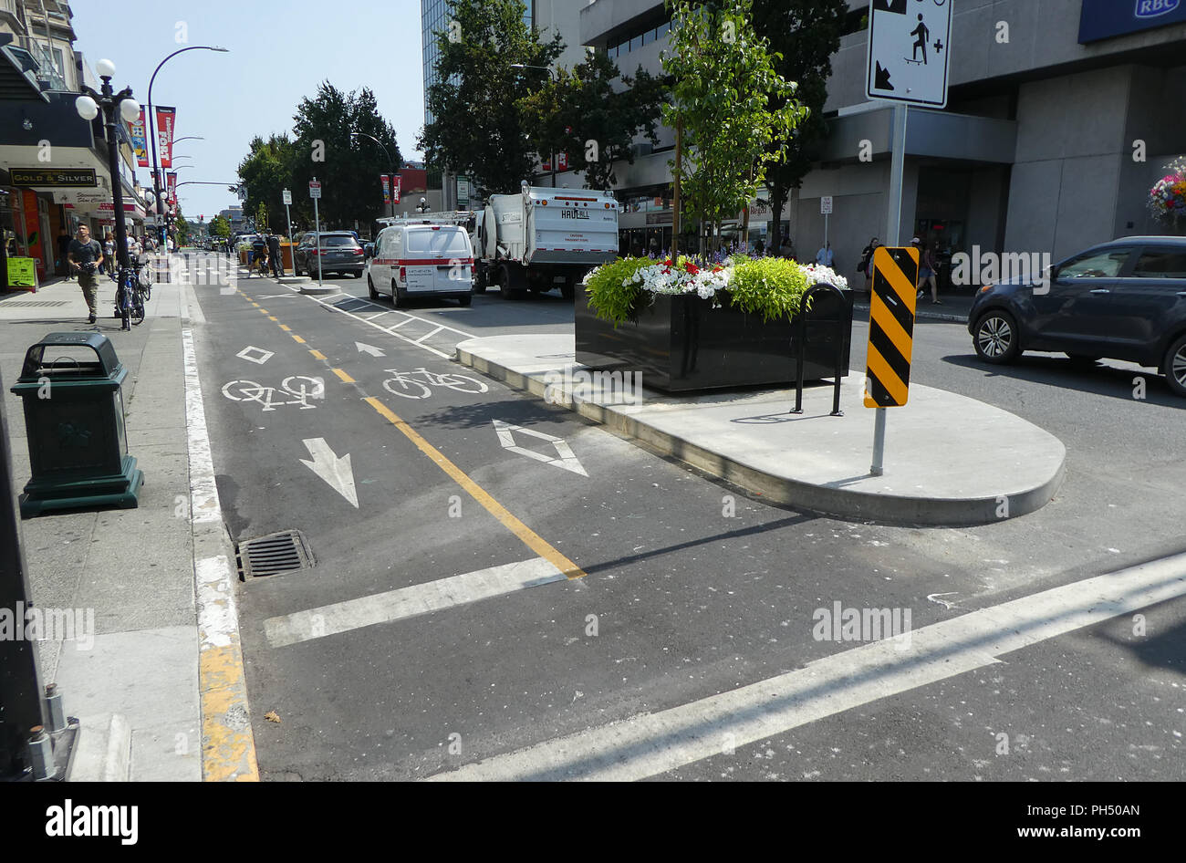 Two way cycle route in Victoria, Vancouver Island, Canada Stock Photo ...