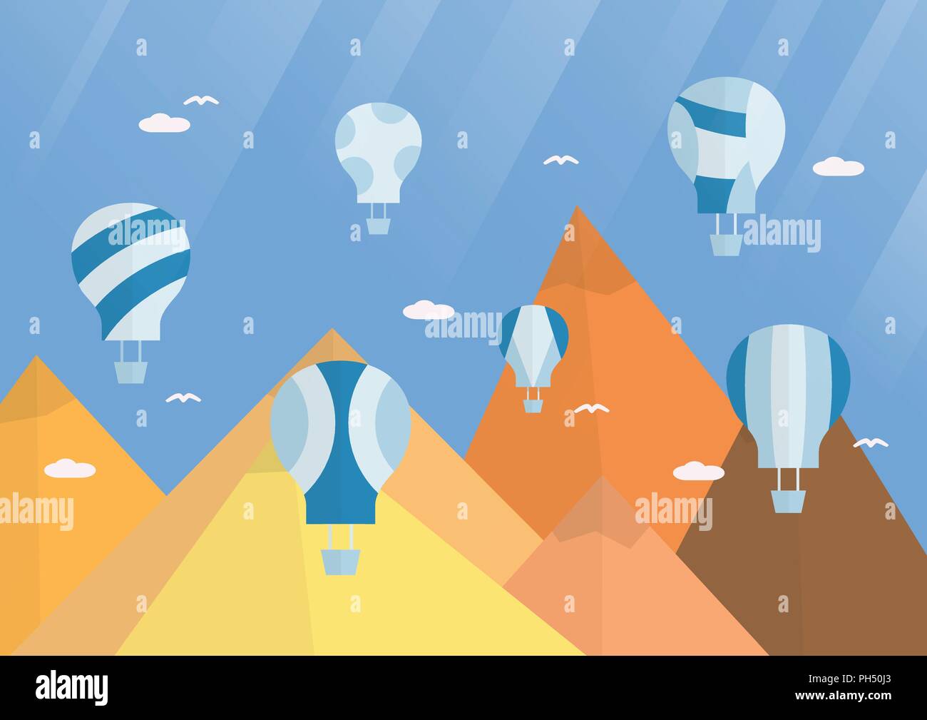 Scene background for balloon festival. Vector illustration in flat ...