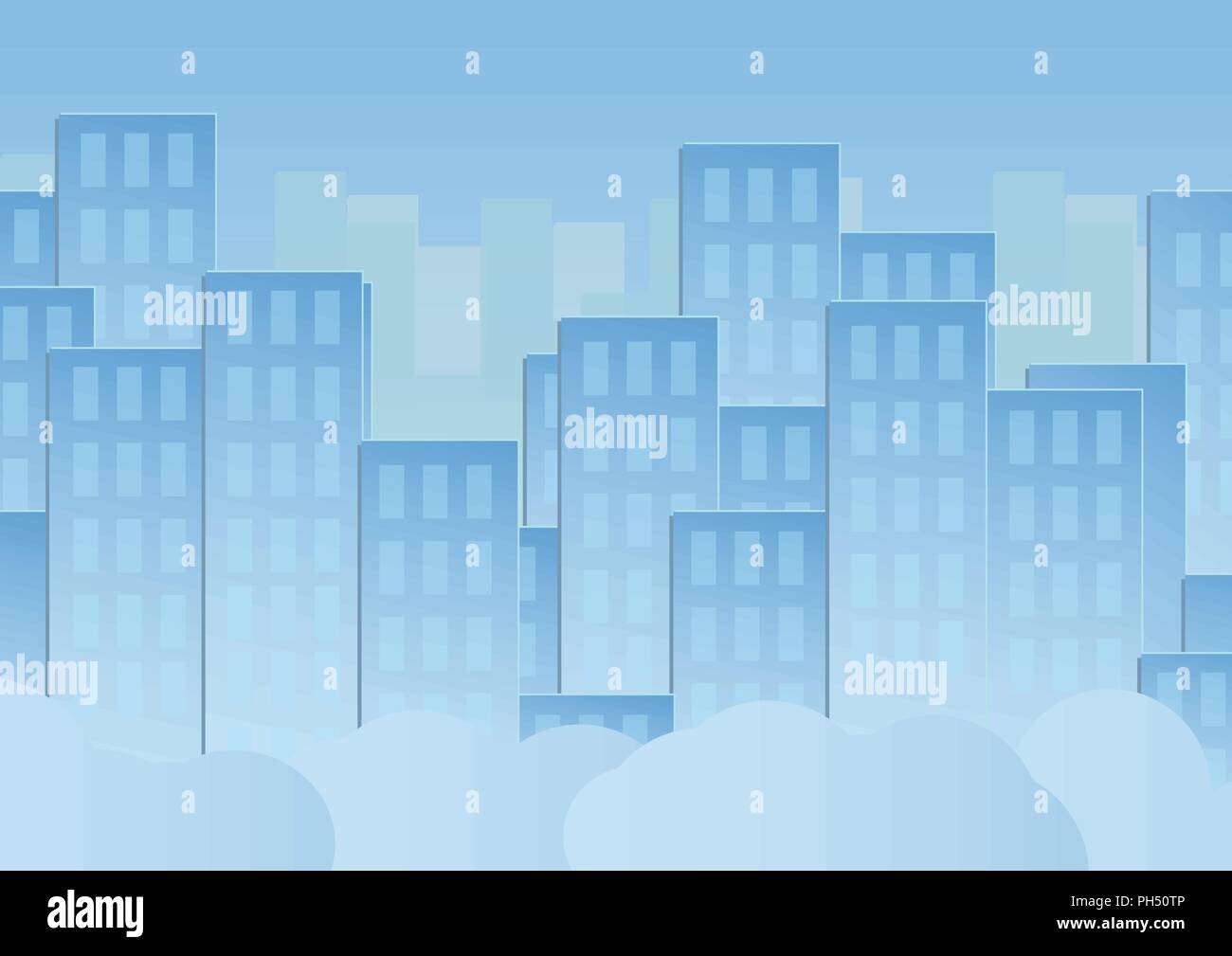 Blue sky with cloud and urban buildings. Vector illustration design in ...