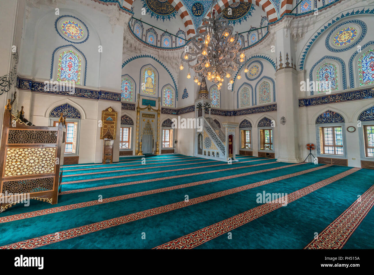 Interior of Tokyo Camii or Tokyo Mosque. Ottoman style mosque and ...