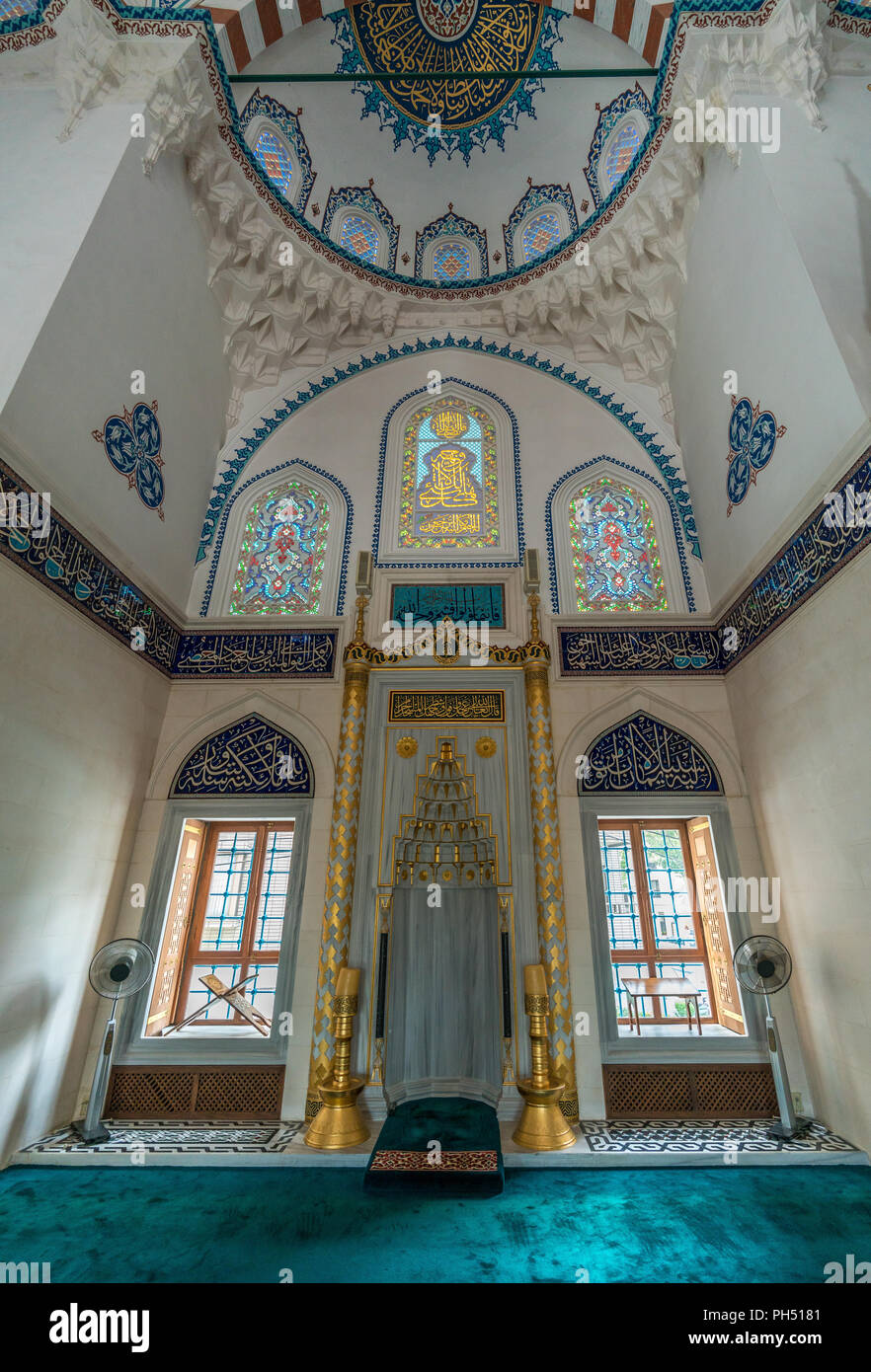 Interior of Tokyo Camii or Tokyo Mosque. Ottoman style mosque and ...