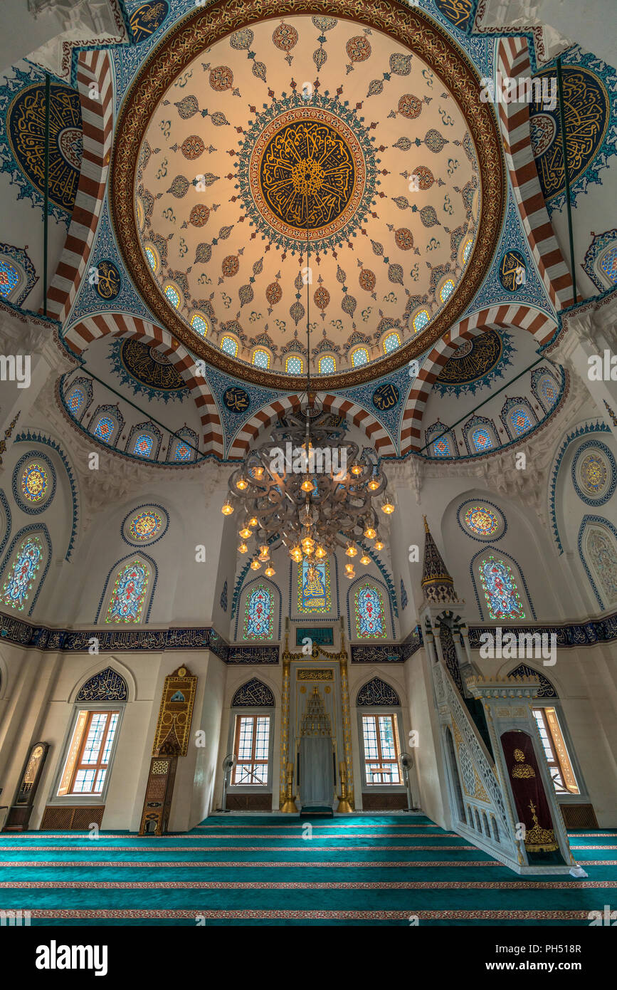 Interior of Tokyo Camii or Tokyo Mosque. Ottoman style mosque and ...
