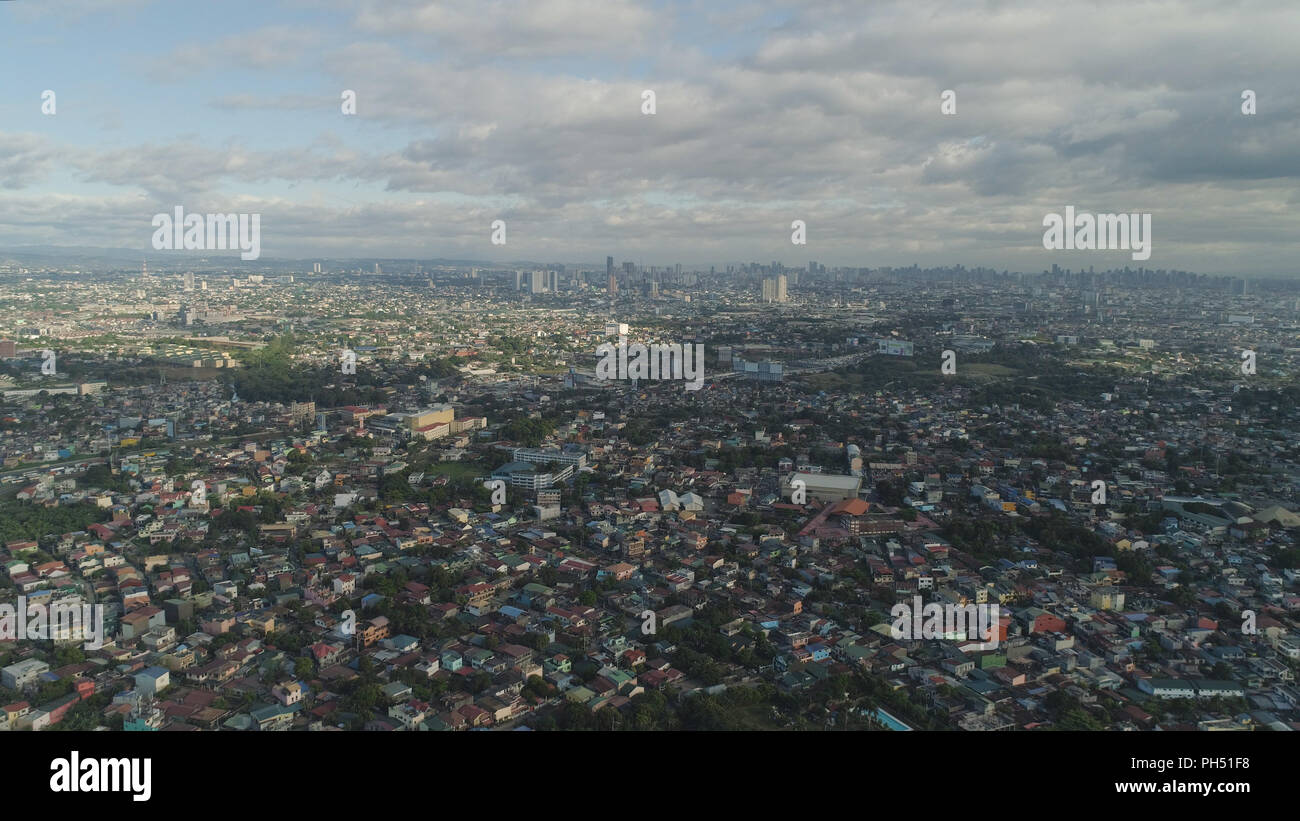 Aerial view of Manila city with skyscrapers and buildings. Philippines ...