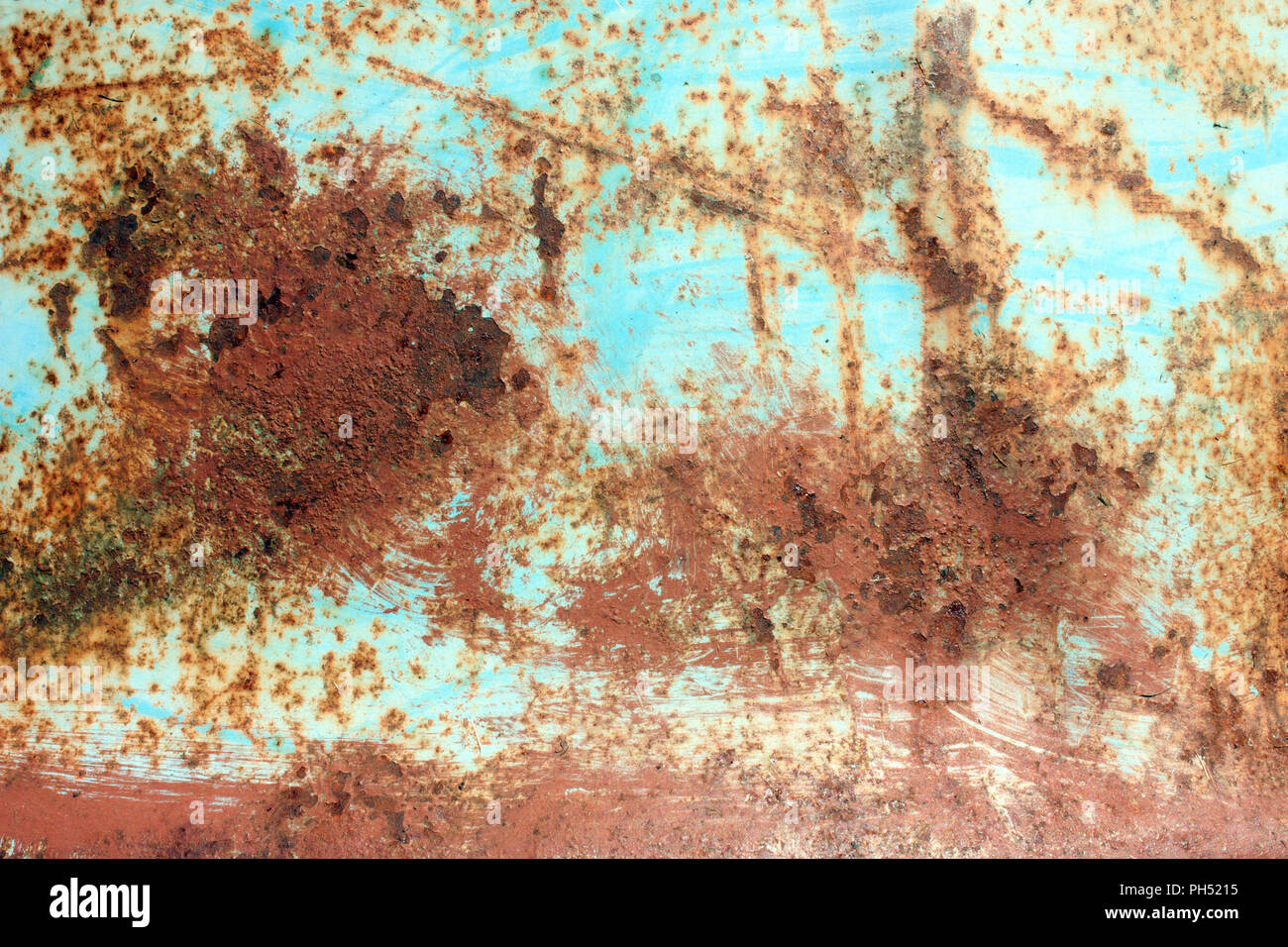 Rusty painted metal texture, old iron surface with shabby cracked paint ...
