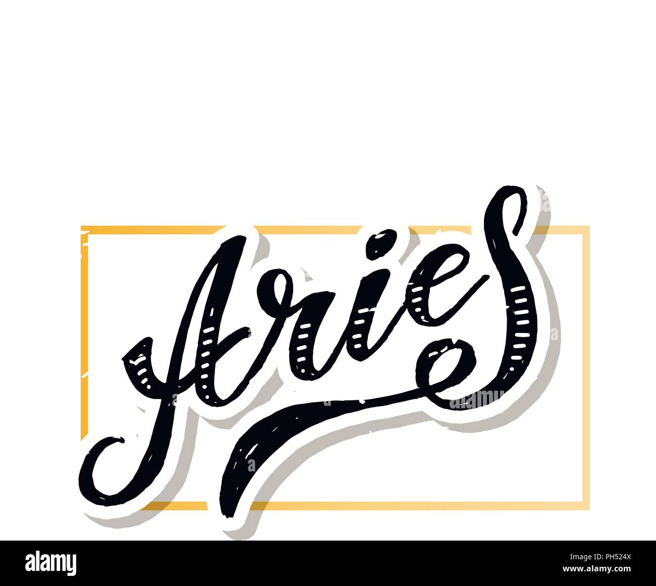 Aries lettering Calligraphy Brush Text horoscope Zodiac sign ...