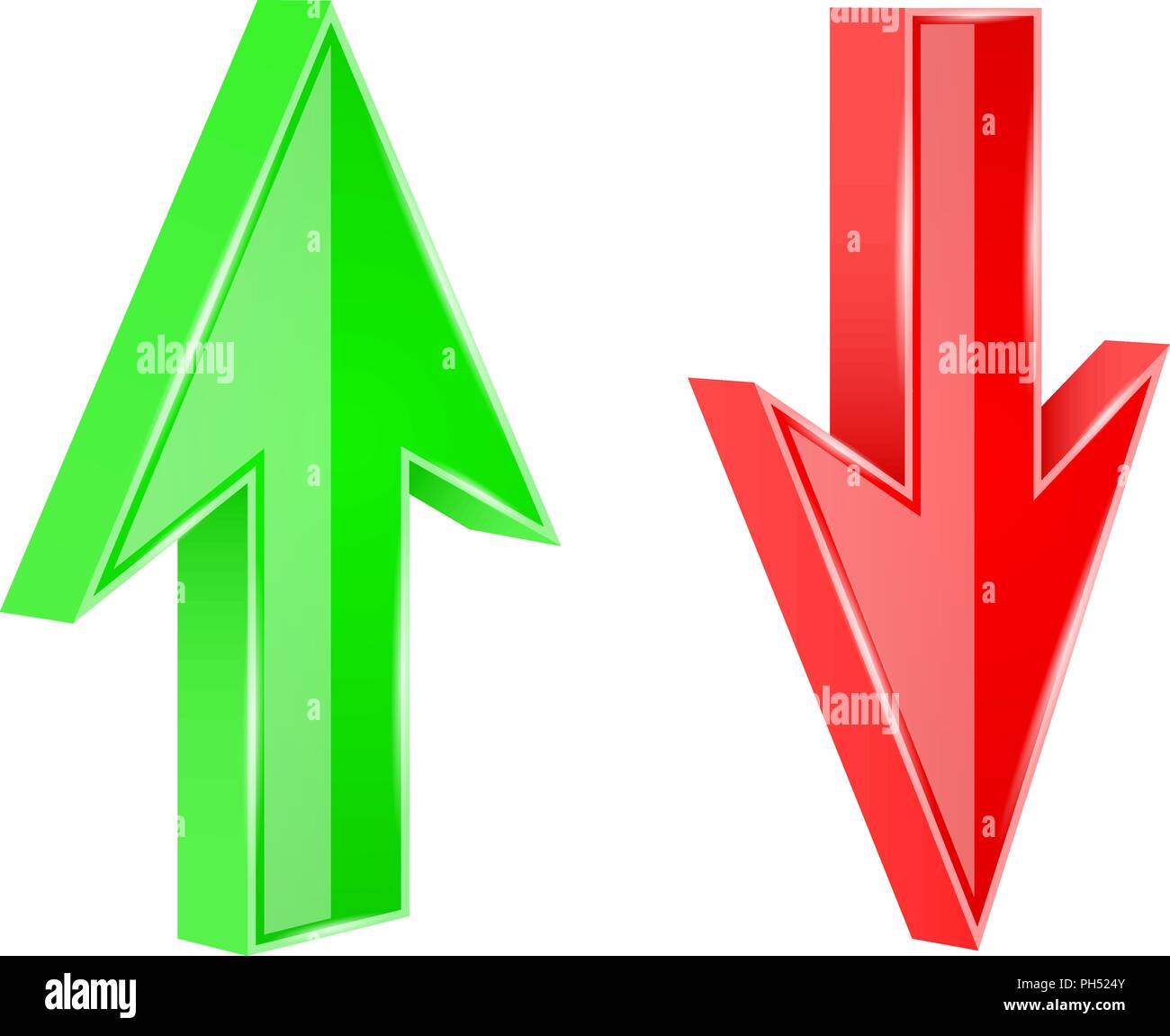 Red and green arrows. 3d UP and DOWN signs Stock Vector Image & Art - Alamy