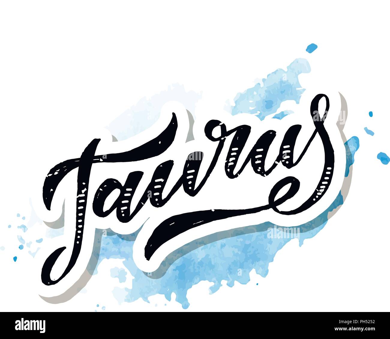 Taurus lettering Calligraphy Brush Text horoscope Zodiac sign ...