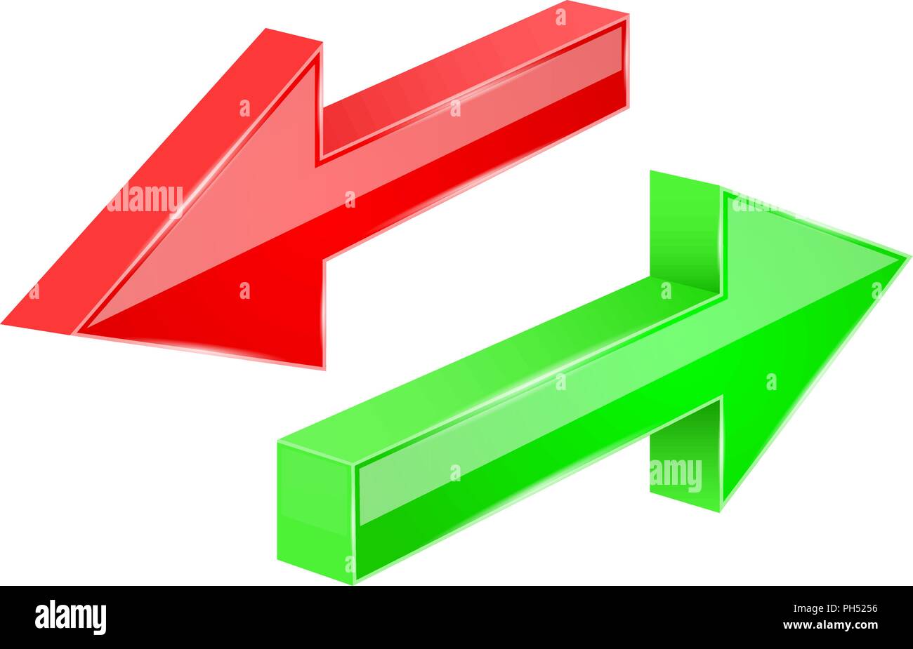 Back and Next arrows. 3d red and green shiny signs Stock Vector Image ...