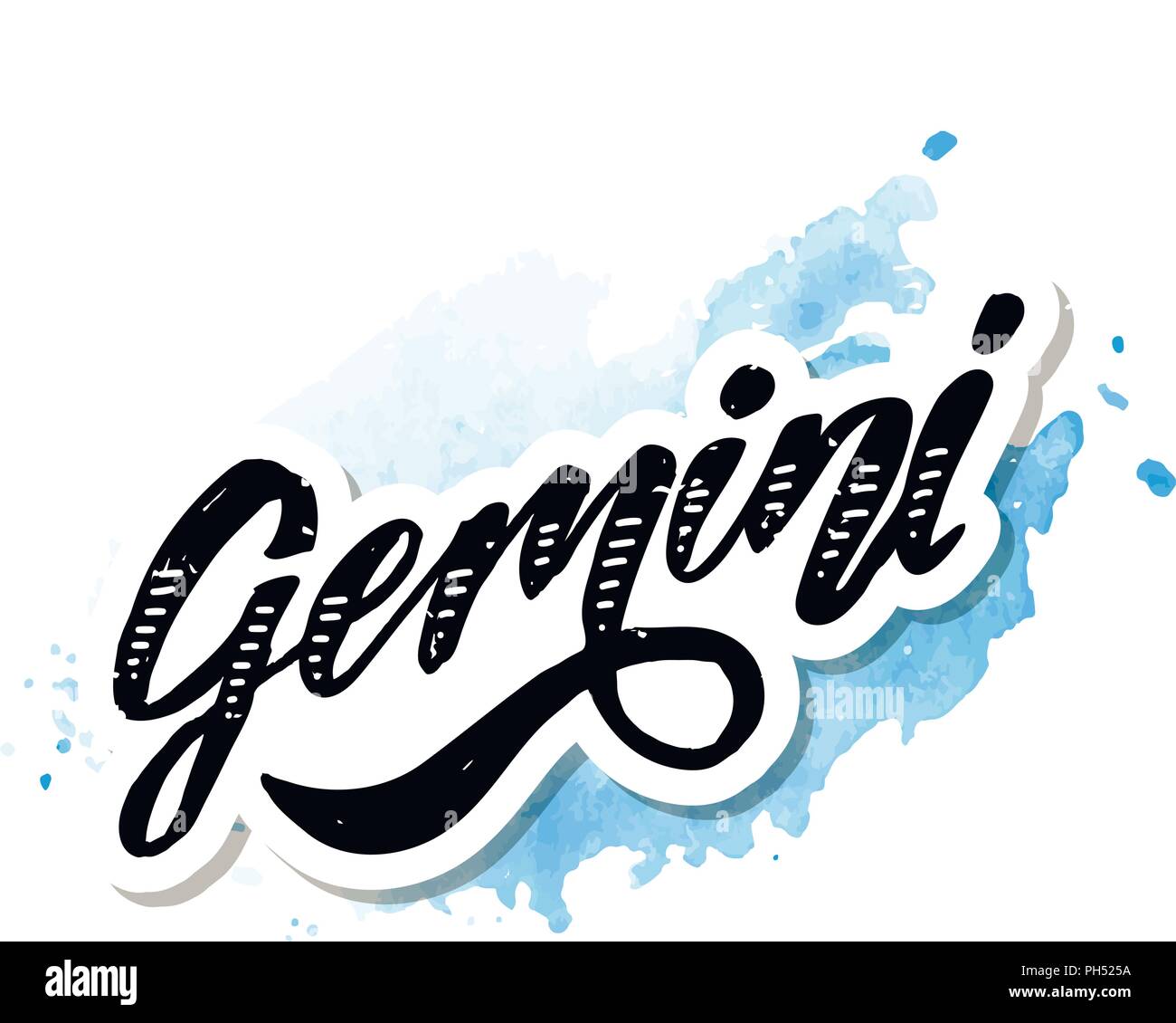 Gemini lettering Calligraphy Brush Text horoscope Zodiac sign ...