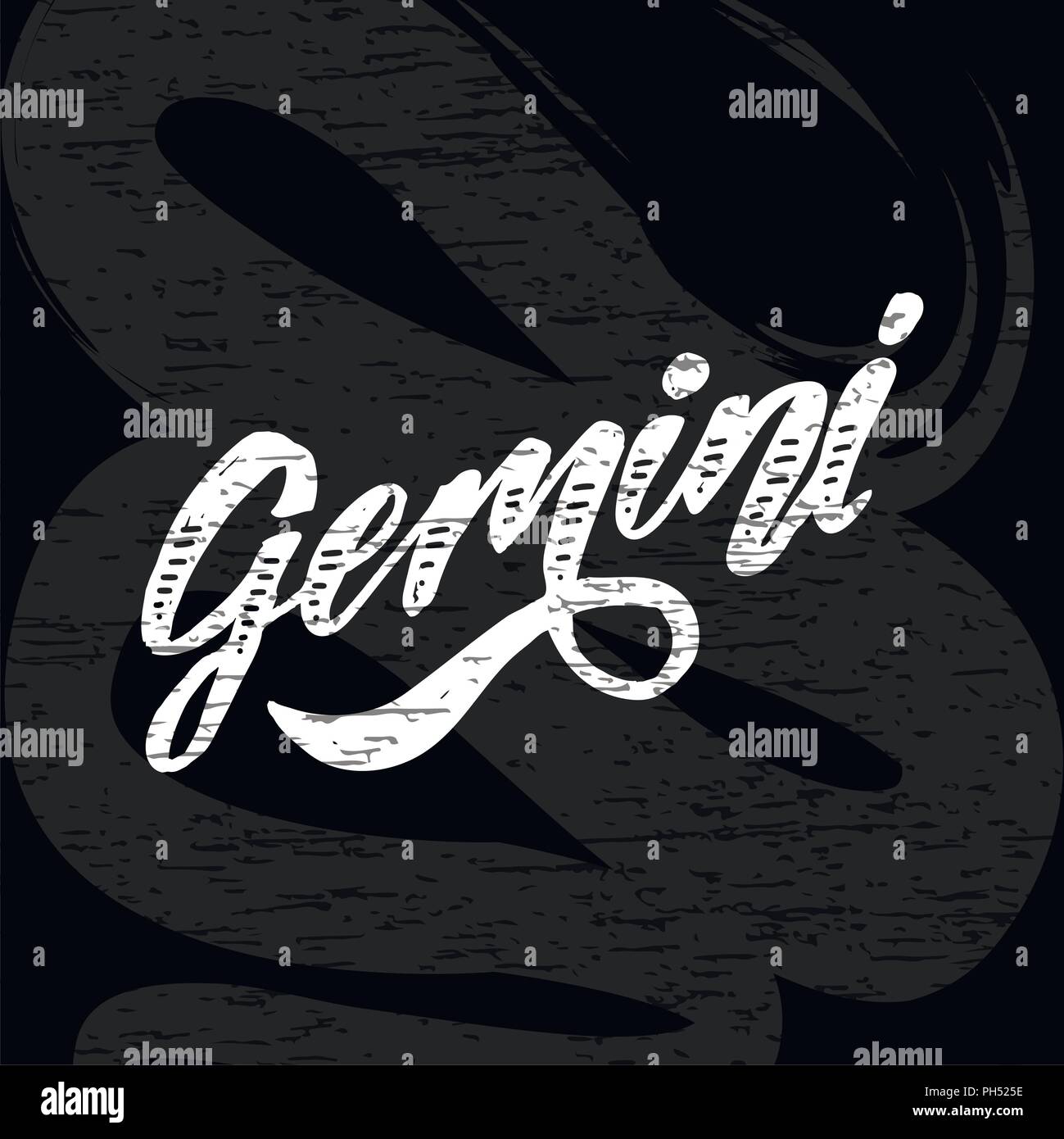 Gemini lettering Calligraphy Brush Text horoscope Zodiac sign ...