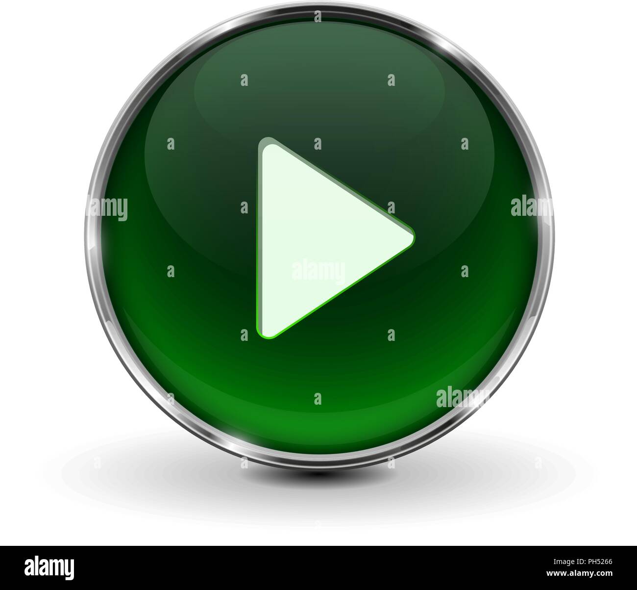 Play button. Green 3d icon with shadow, isolated on white background ...