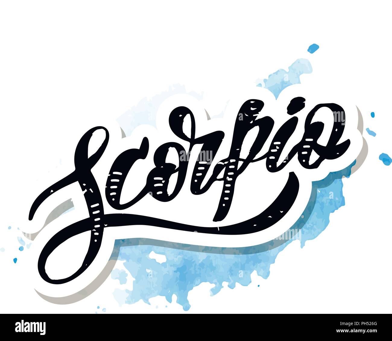 Scorpio lettering Calligraphy Brush Text horoscope Zodiac sign ...