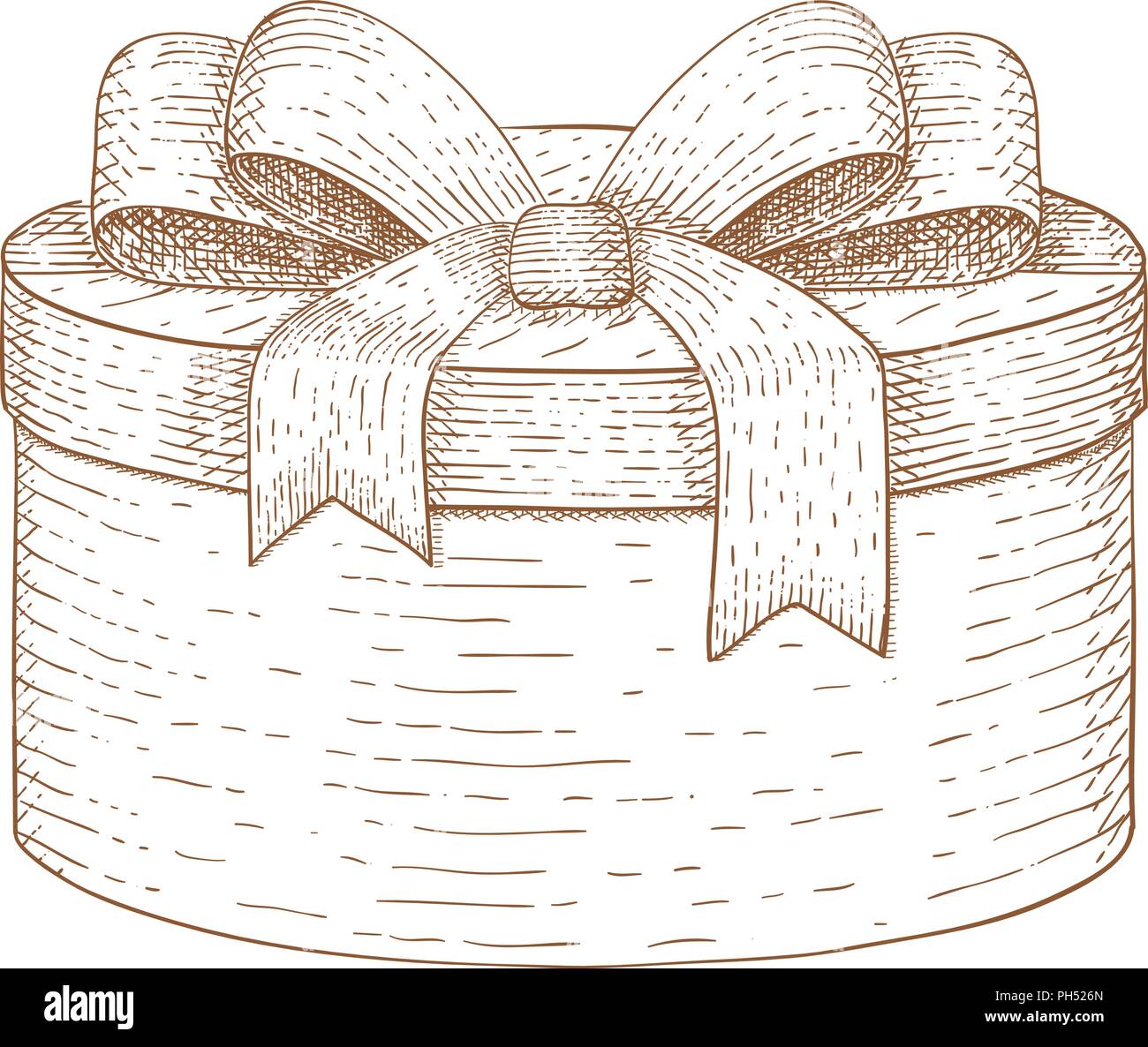 Round gift box. Hand drawn sketch Stock Vector Image & Art - Alamy