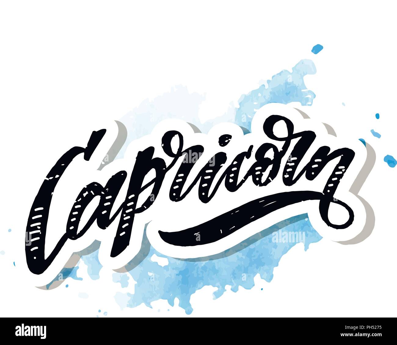 Capricorn lettering Calligraphy Brush Text horoscope Zodiac sign ...
