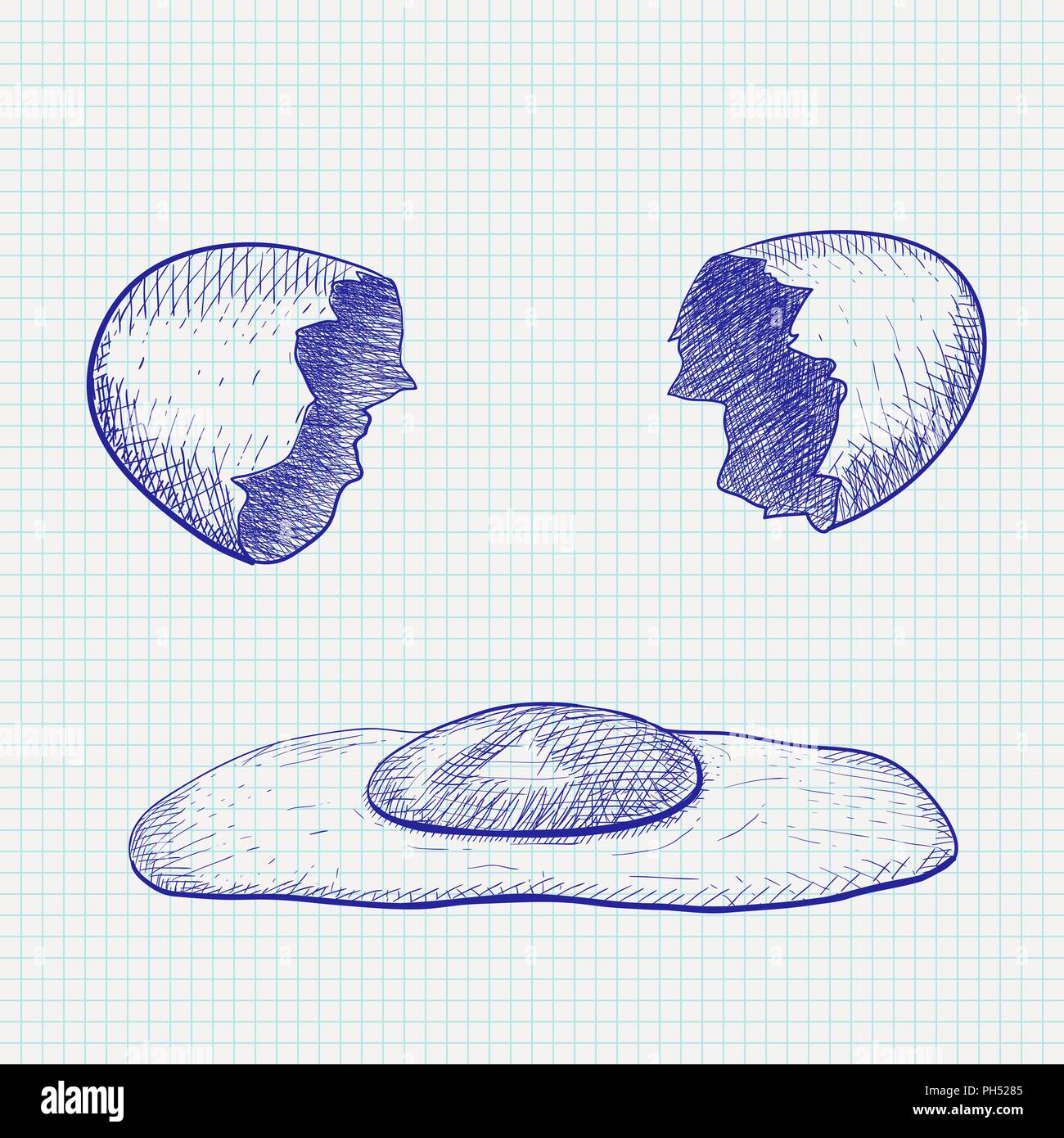 Fried Egg Hand Drawn Sketch Stock Vector Image And Art Alamy