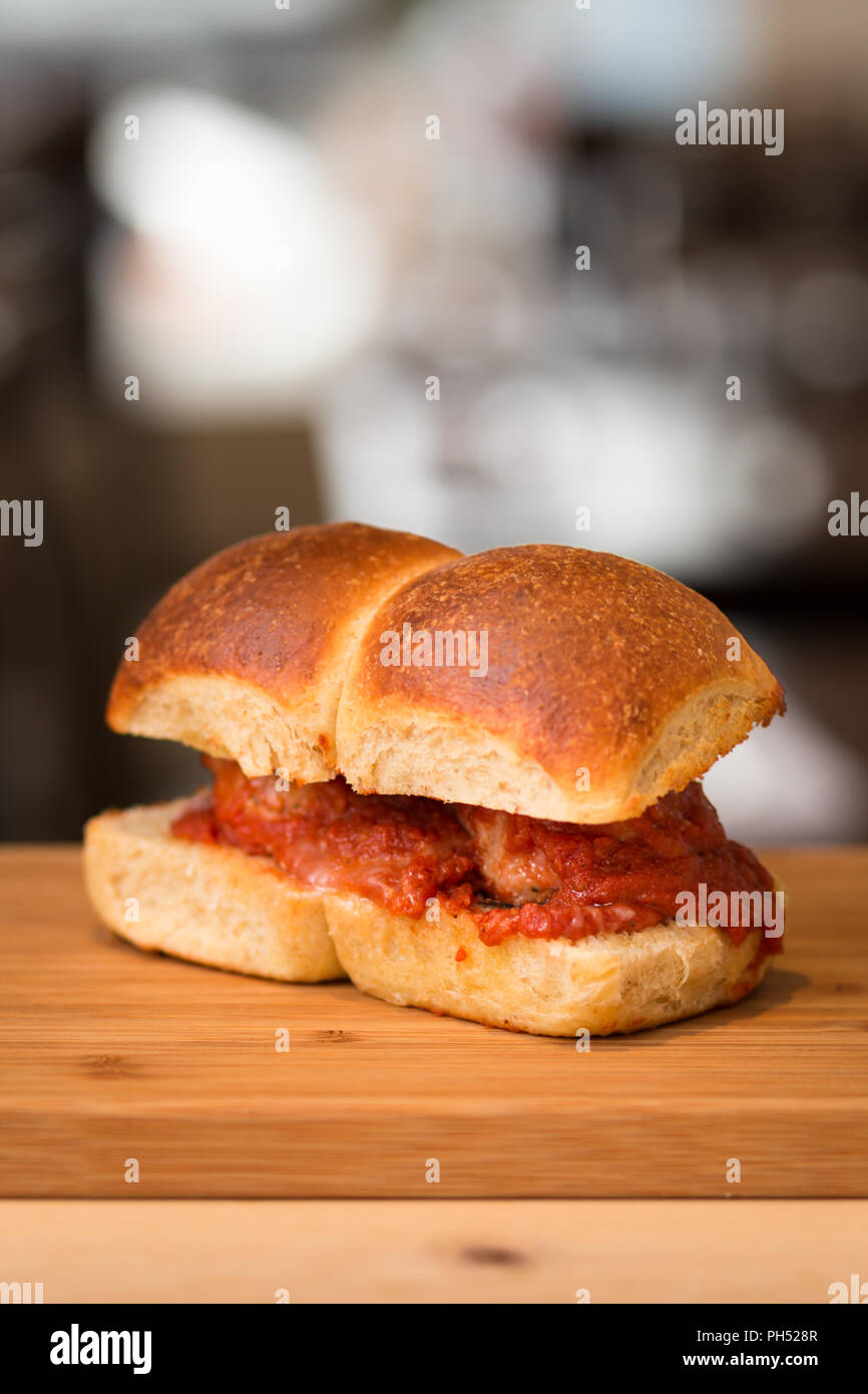 A homemade meatball sandwich on a nice brioche bun Stock Photo - Alamy