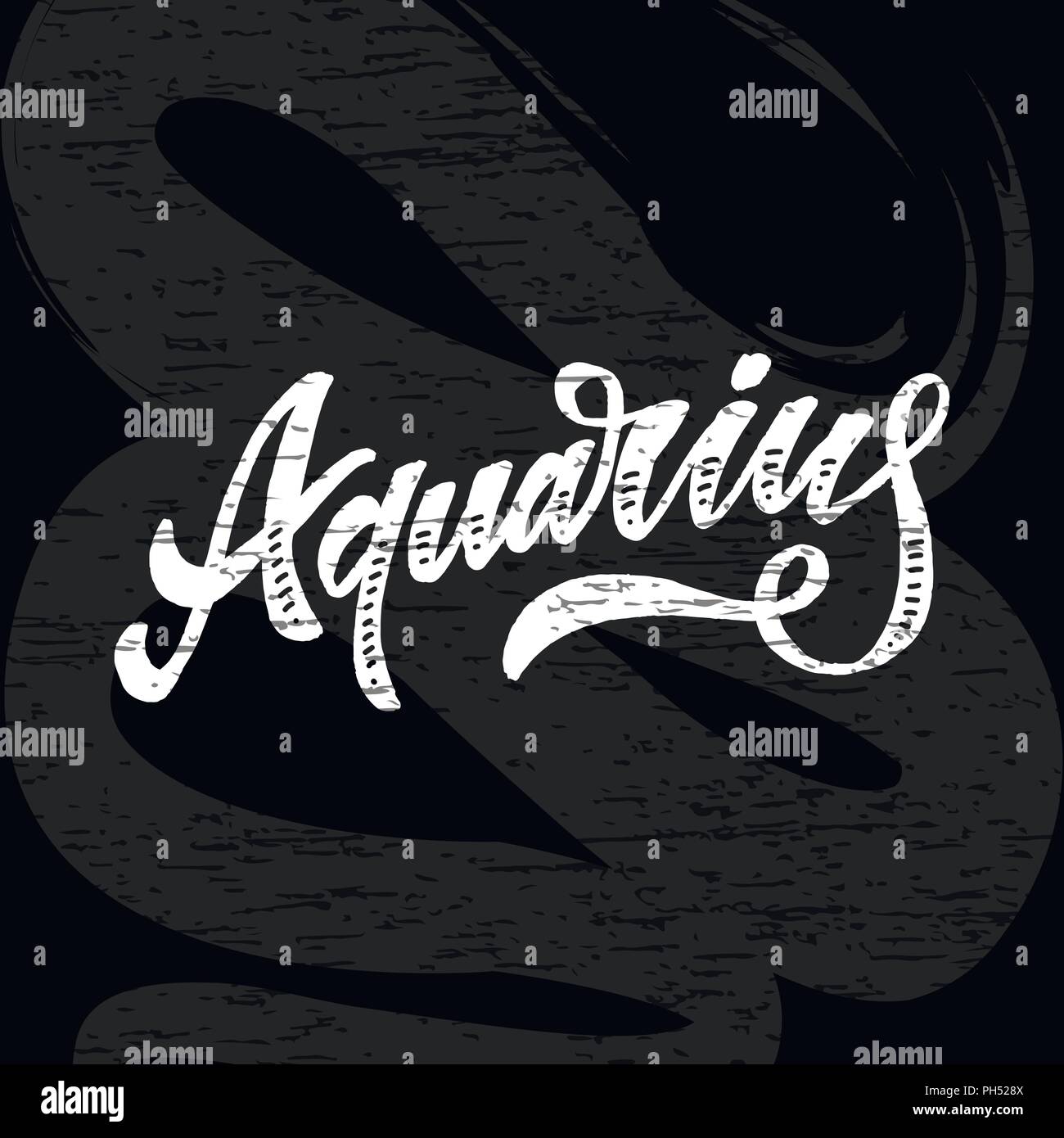 Aquarius lettering Calligraphy Brush Text horoscope Zodiac sign ...