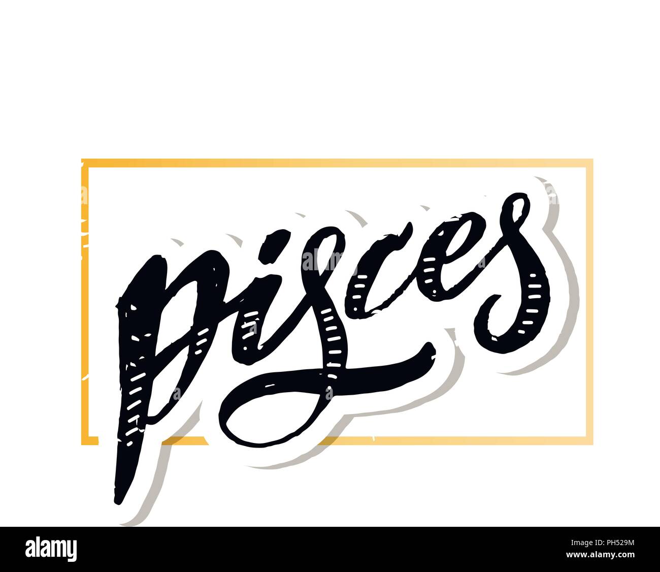 Pisces lettering Calligraphy Brush Text horoscope Zodiac sign ...