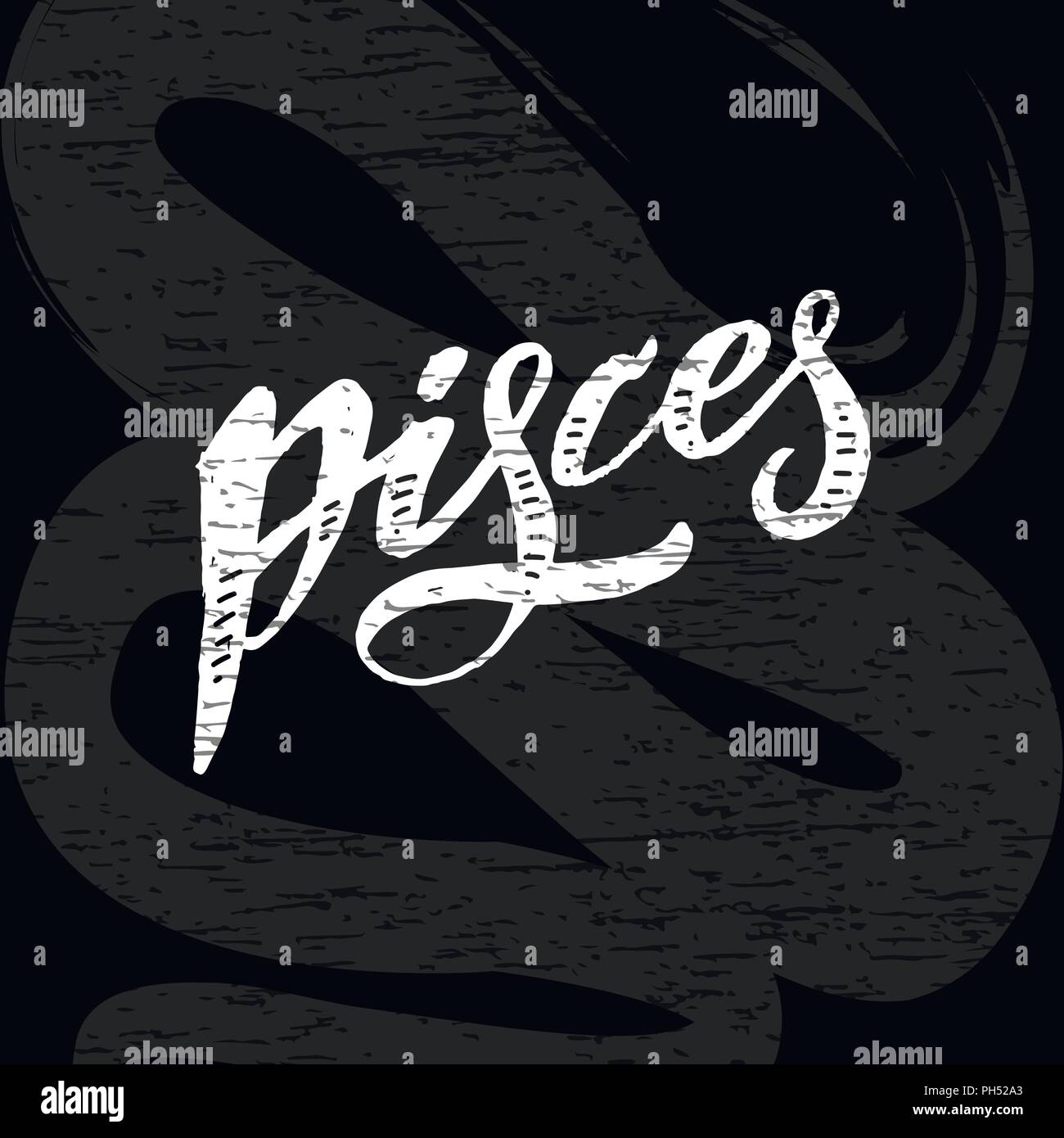 Pisces lettering Calligraphy Brush Text horoscope Zodiac sign ...