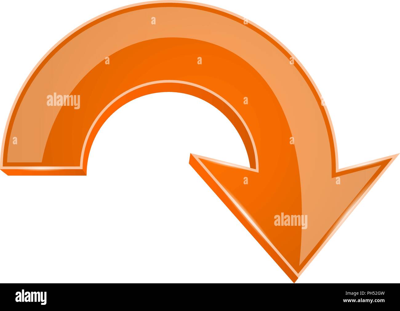 Orange 3d arrow. Down icon Stock Vector Image & Art - Alamy