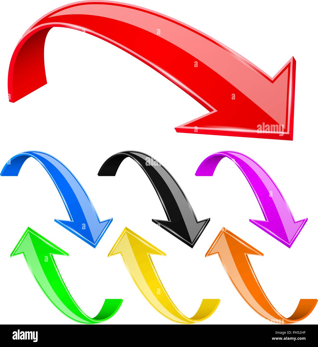 Up and down arrows. Colored shiny 3d signs Stock Vector Image & Art - Alamy