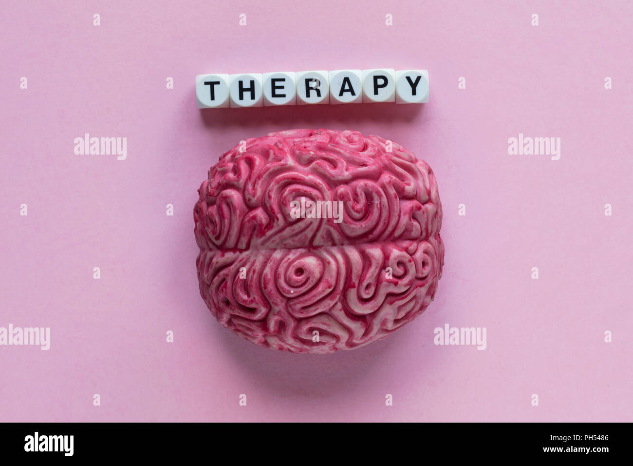 Human brain with the word Therapy. Mental health concept Stock Photo ...