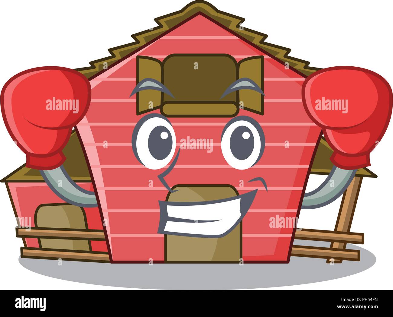 Boxing character red barn building with haystack vector illustration ...