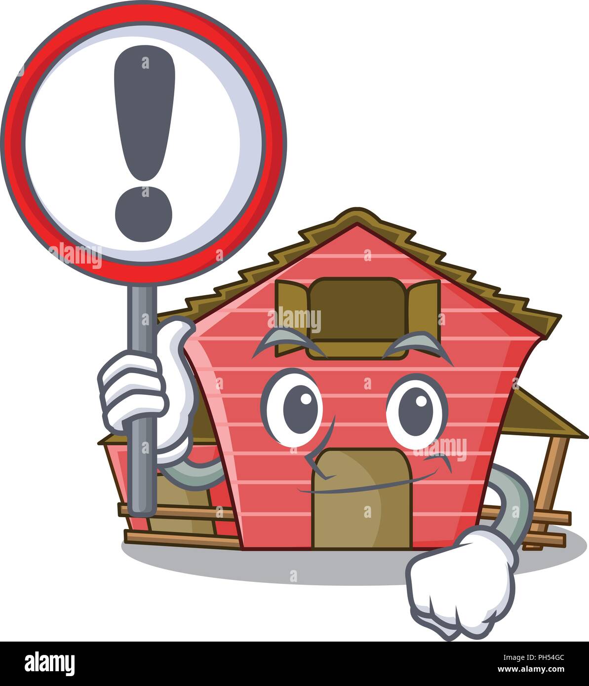 With sign character red barn building with haystack vector illustration ...