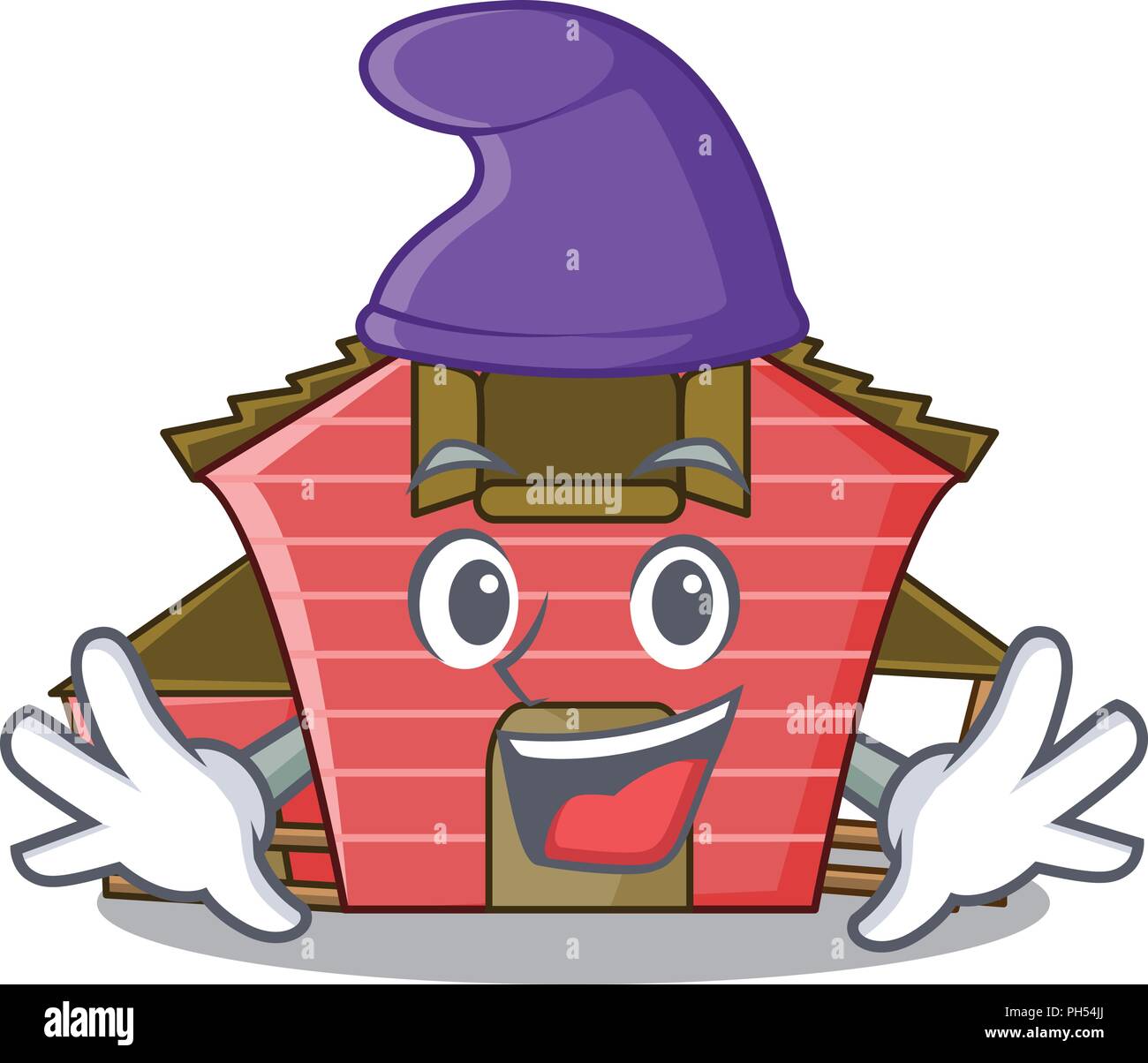 Elf character red barn building with haystack vector illustration Stock ...