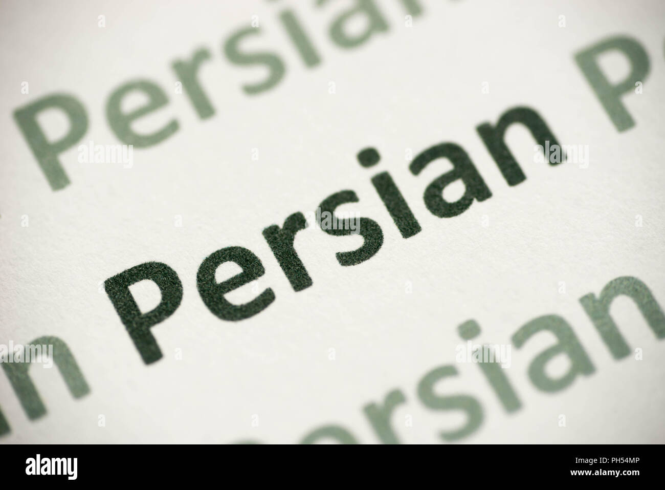 word Persian language printed on white paper macro Stock Photo - Alamy