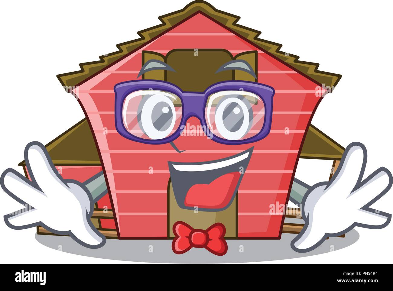 Geek a red barn house character cartoon vector illustration Stock ...