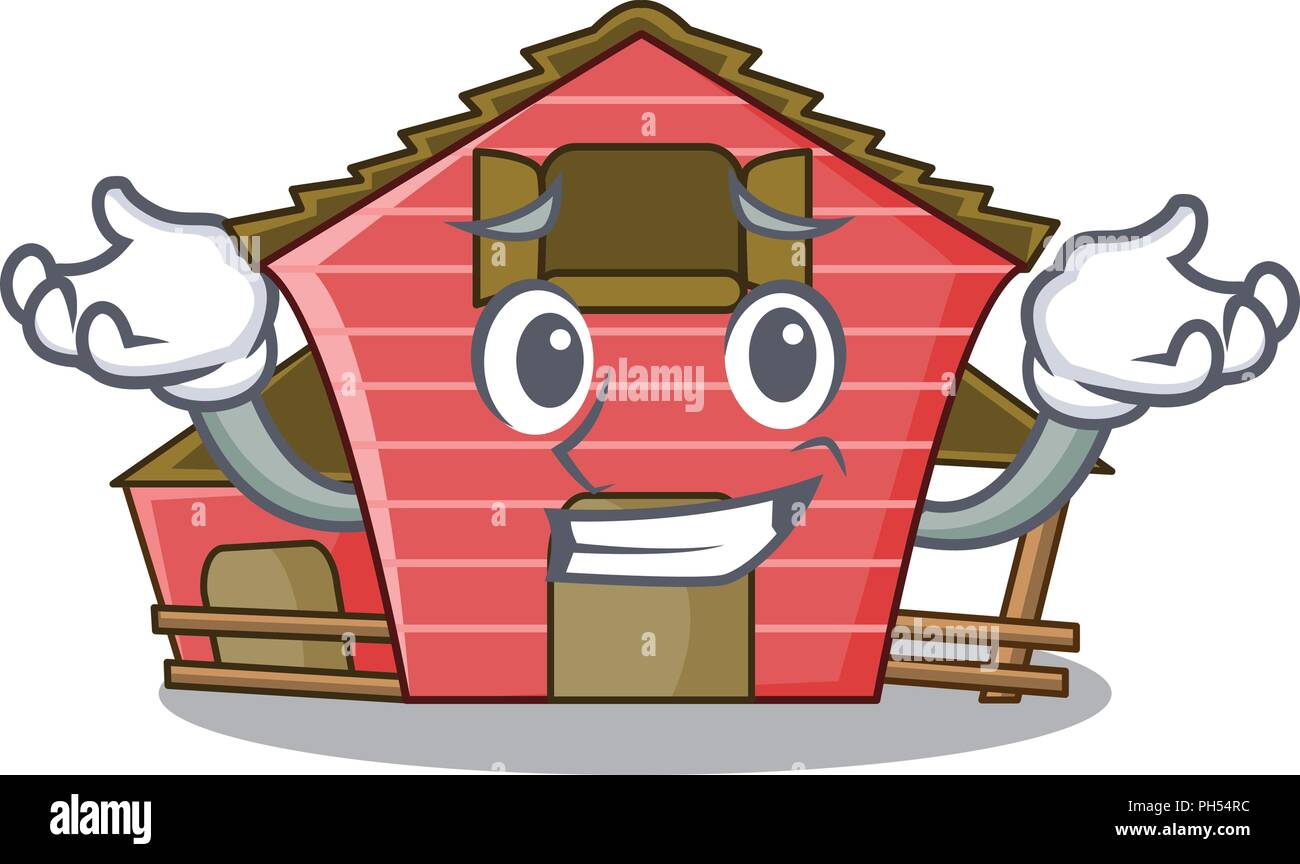 Grinning a red barn house character cartoon vector illustration Stock ...