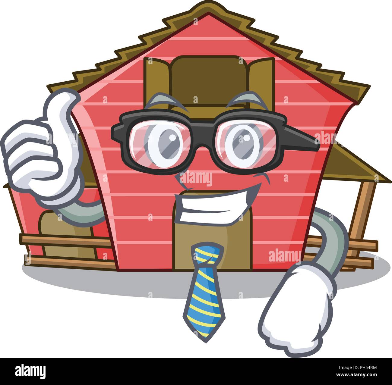 Businessman a red barn house character cartoon vector illustration ...