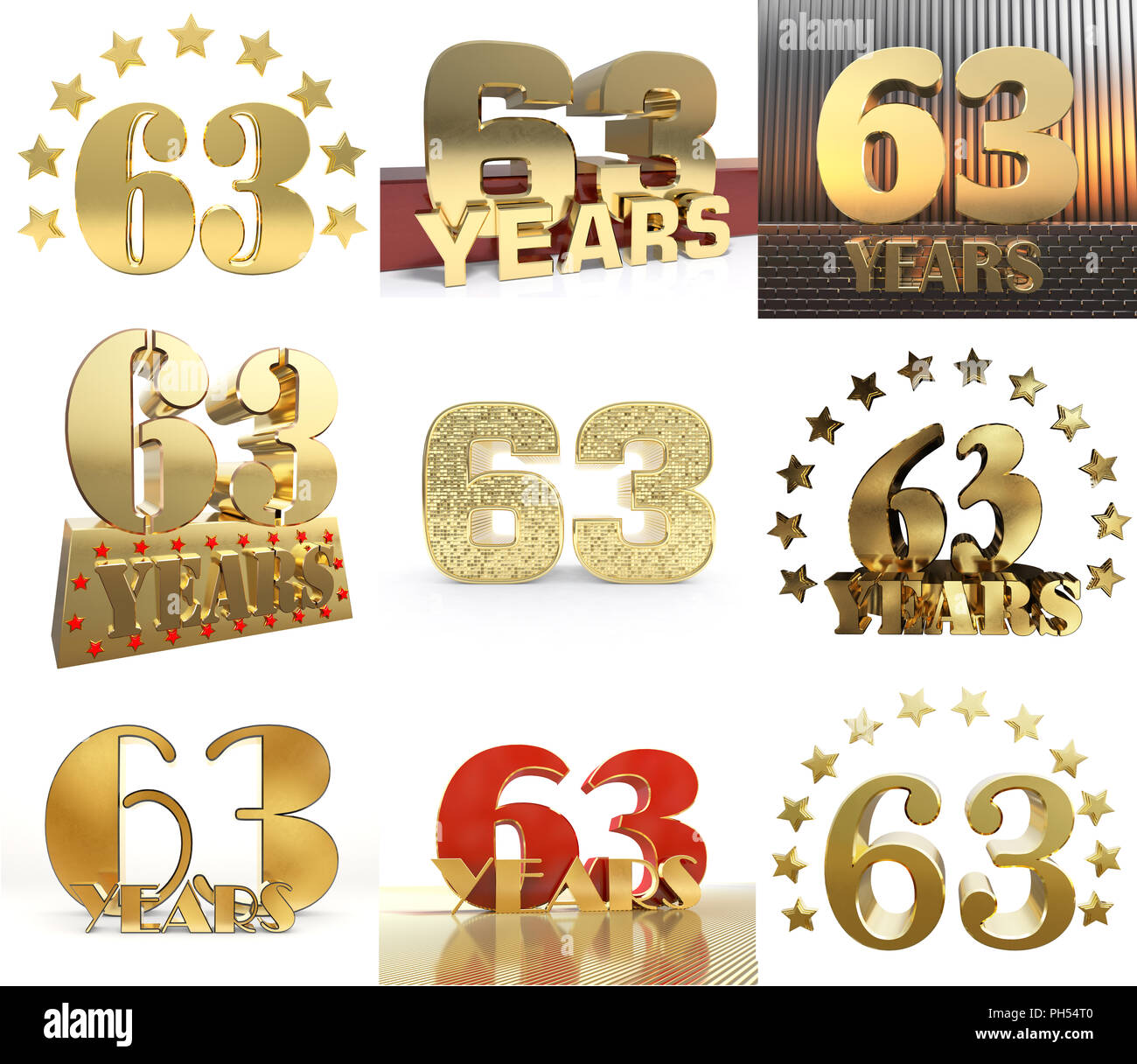 Set of number sixty three year (63 year) celebration design ...
