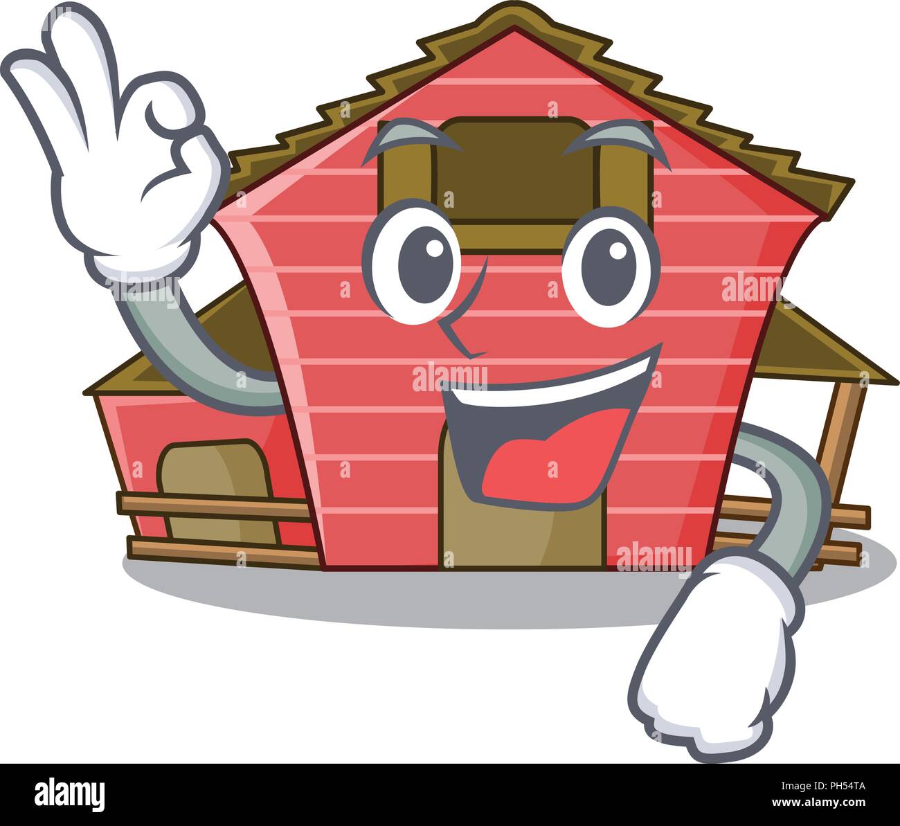 Okay a red barn house character cartoon vector illustration Stock ...