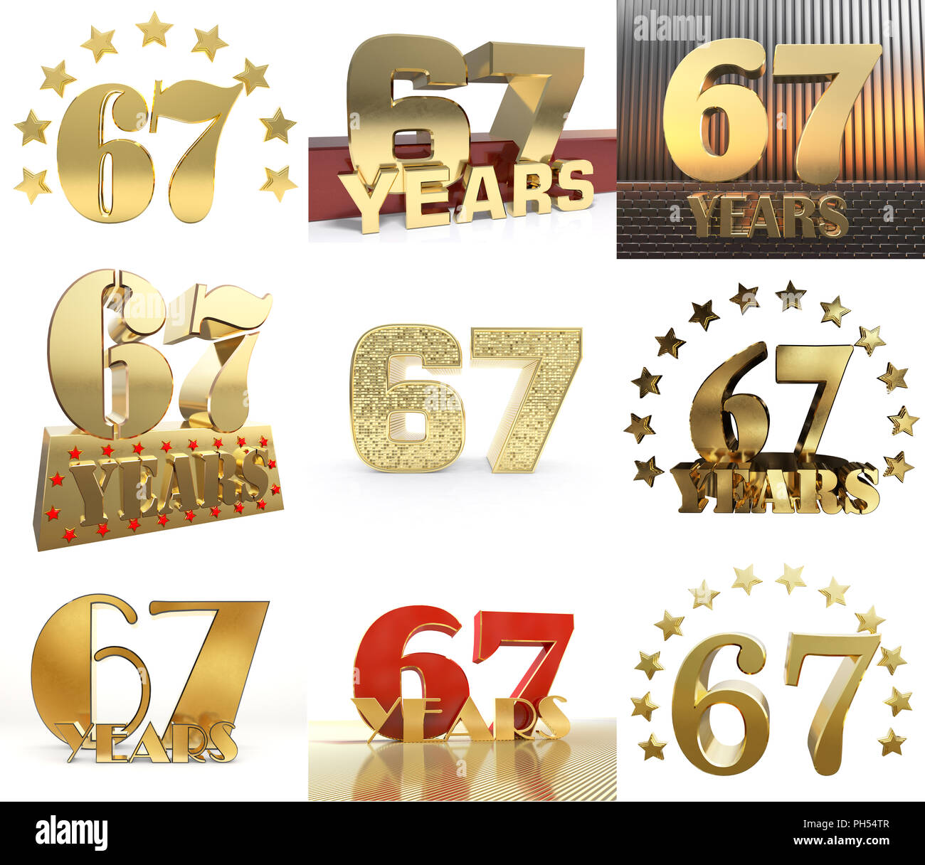 Set of number sixty seven year (67 year) celebration design ...