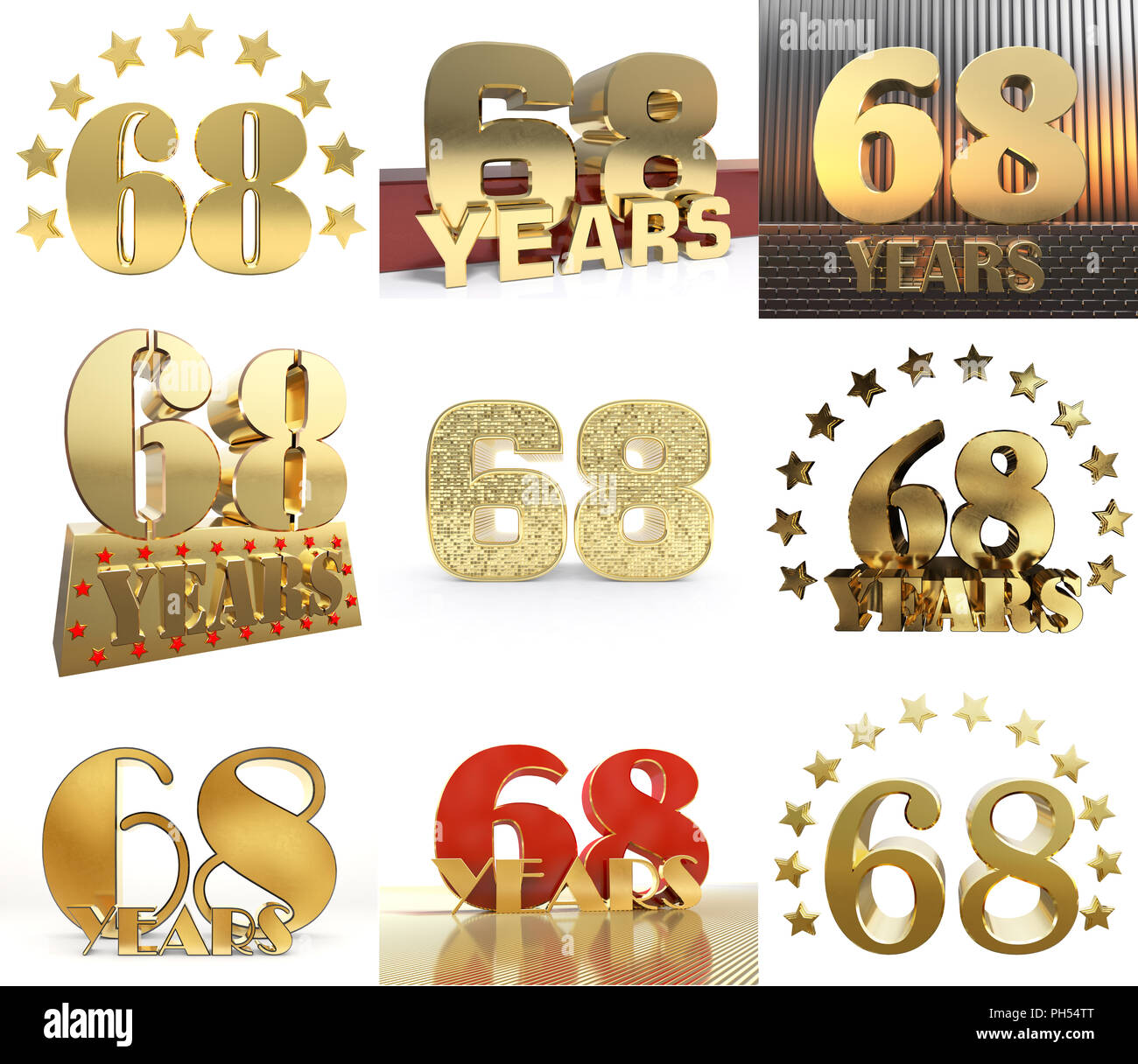 Set of number sixty eight year (68 year) celebration design ...