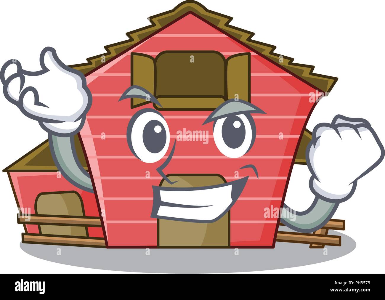 Successful a red barn house character cartoon vector illustration Stock ...
