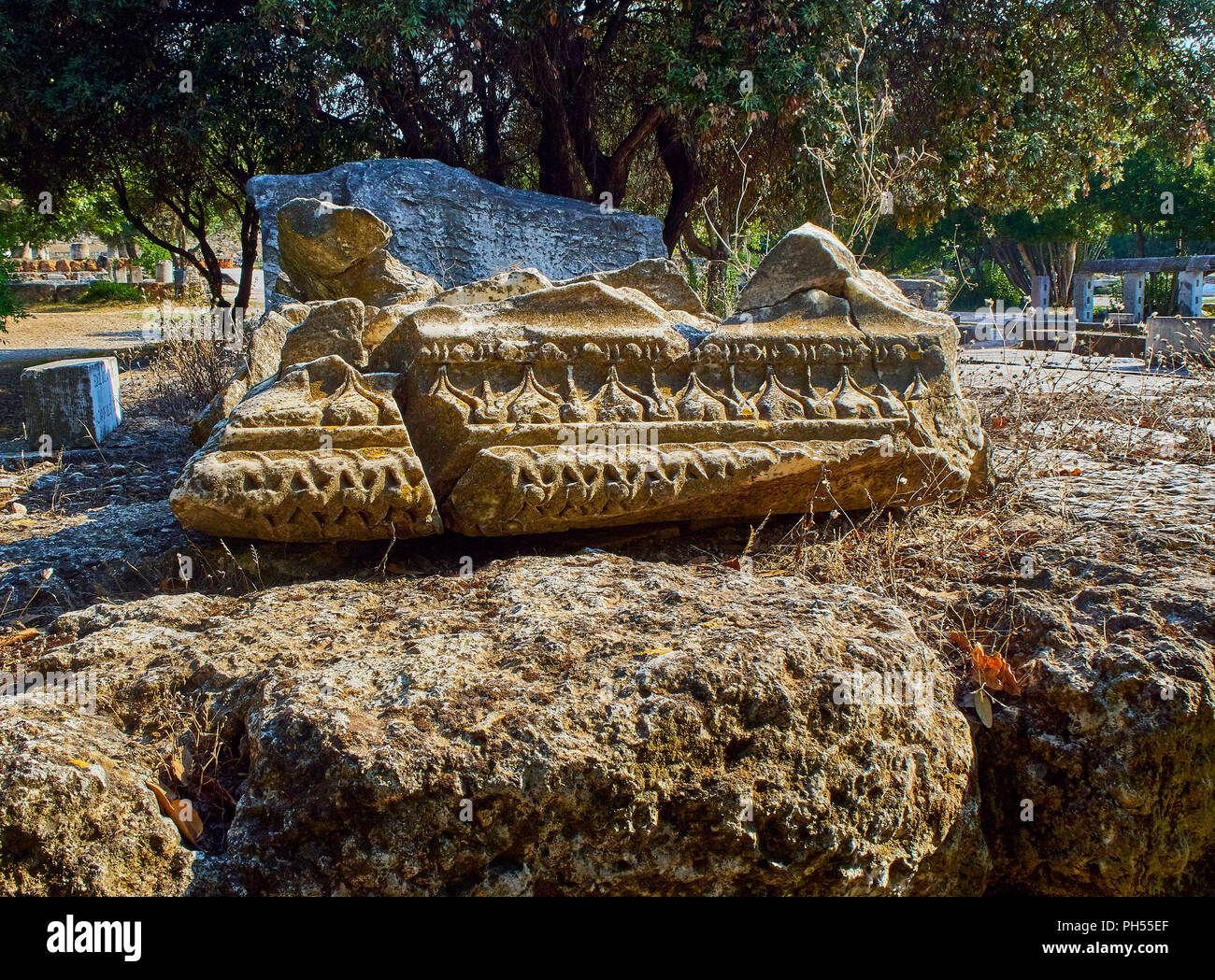 Ruins of Altar of Zeus Agoraios at the ancient Agora of Athens. Attica ...