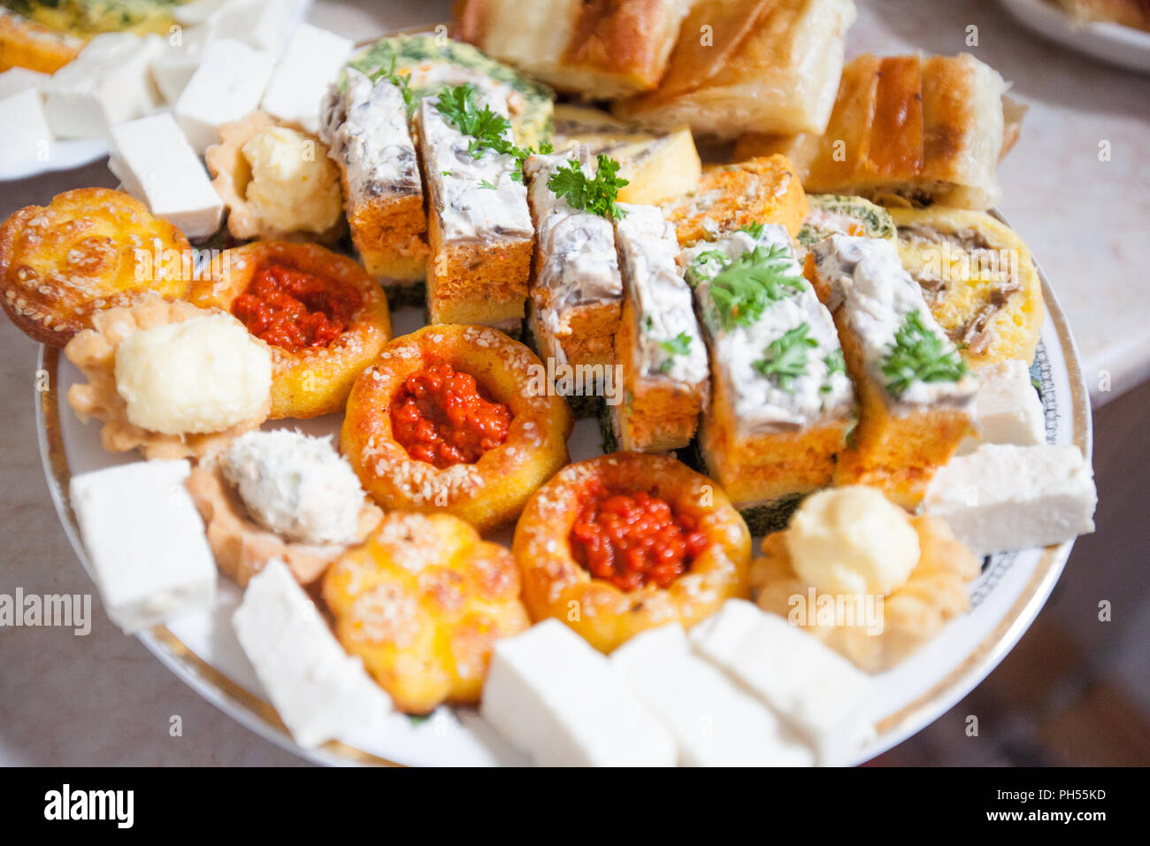 Homemade Food ready for serving, delicious variety snack of traditional ...