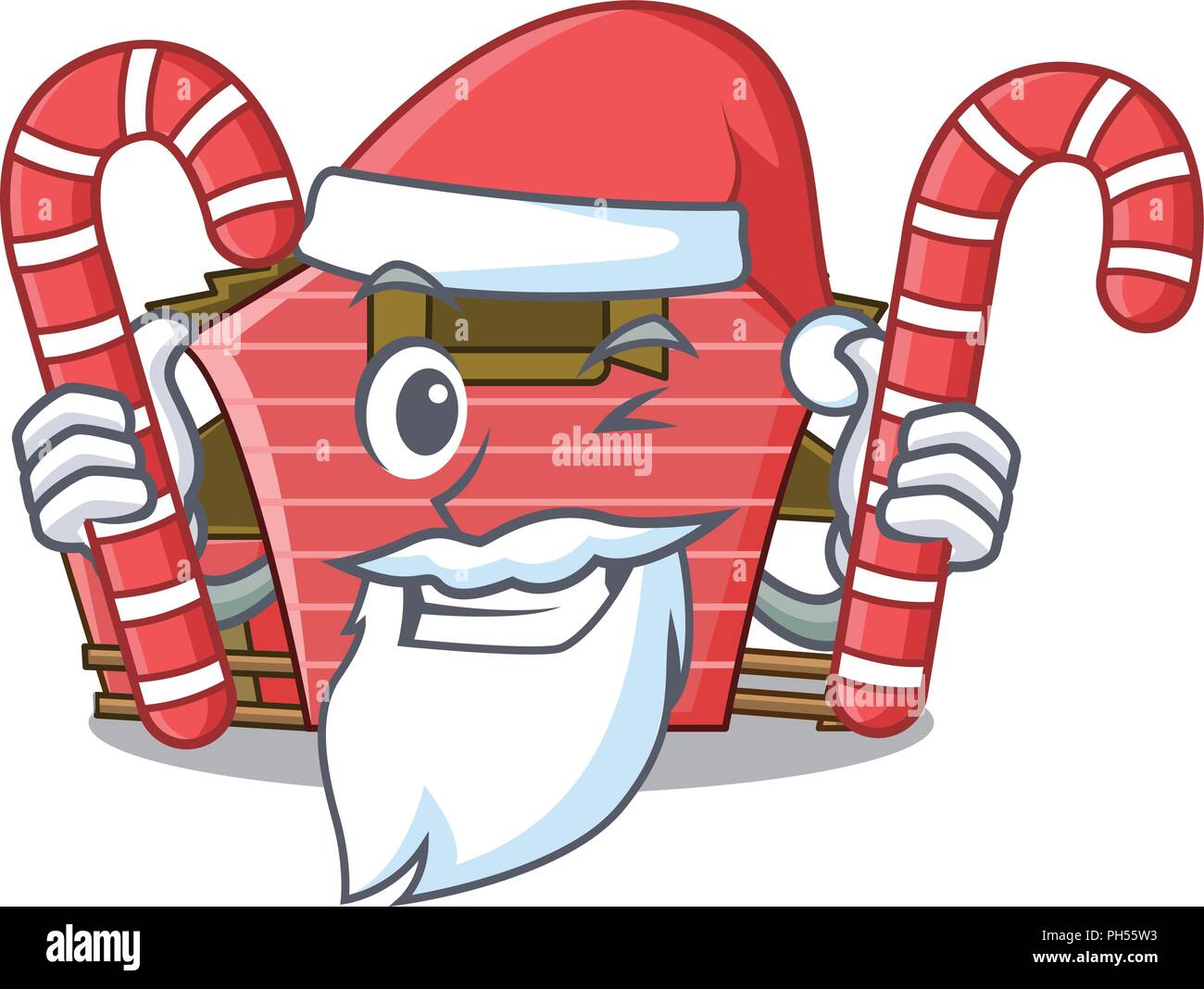 Santa with candy red storage barn isolated on mascot vector ...
