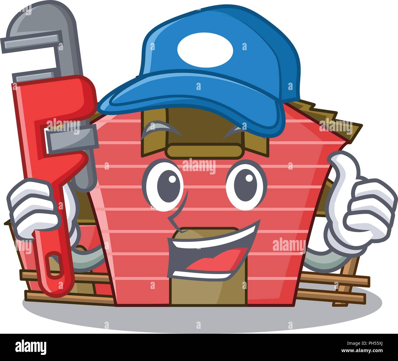 Plumber red storage barn isolated on mascot vector illustration Stock ...