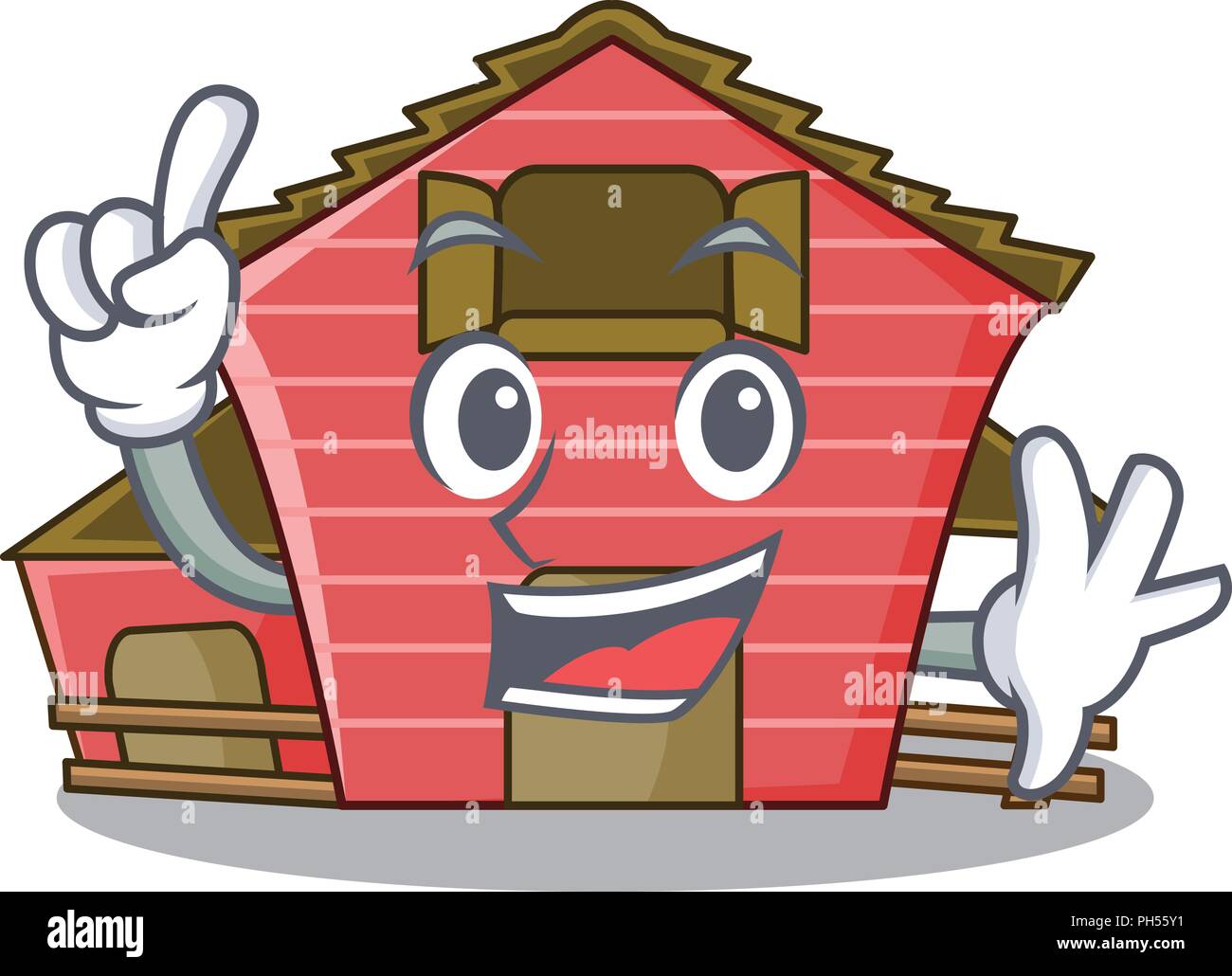 Finger red storage barn isolated on mascot vector illustration Stock ...