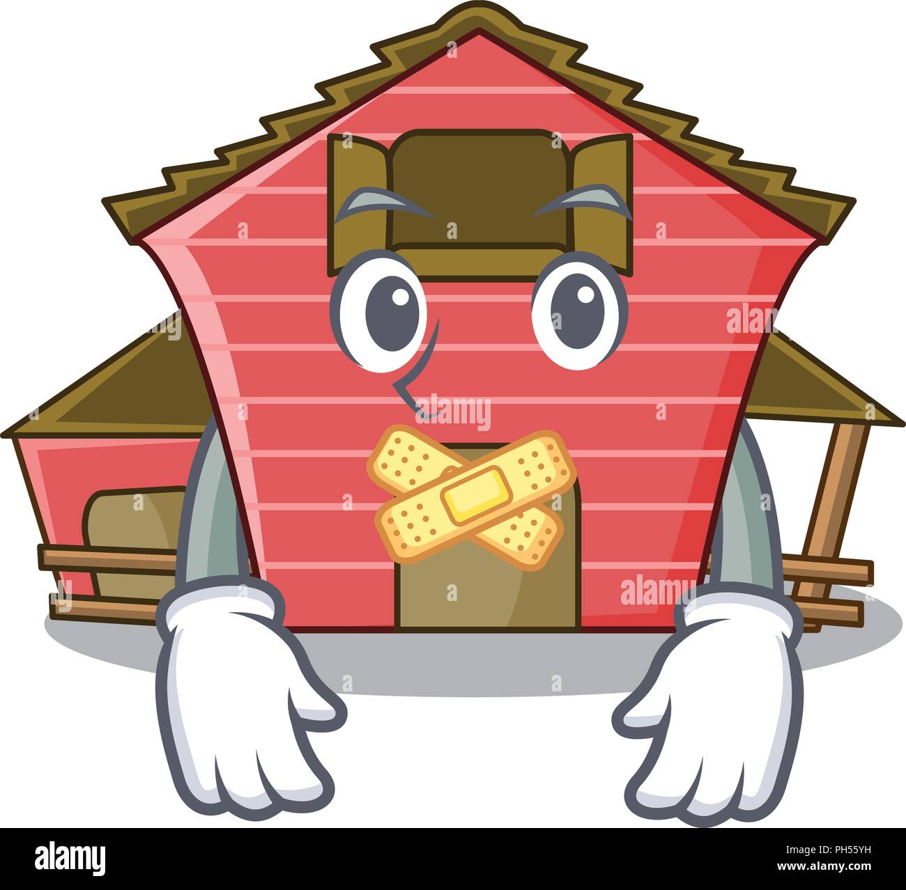 Silent red storage barn isolated on mascot vector illustration Stock ...