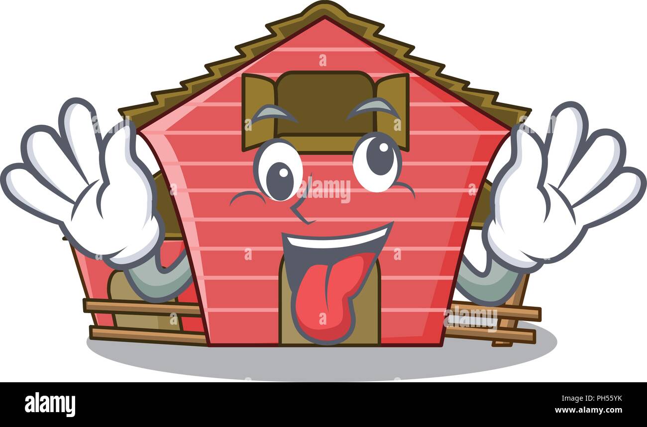 Crazy red storage barn isolated on mascot vector illustration Stock ...