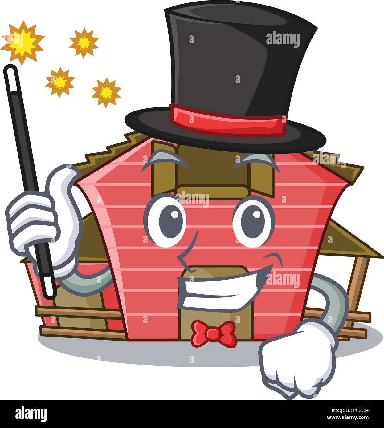 Magician red storage barn isolated on mascot vector illustration Stock ...